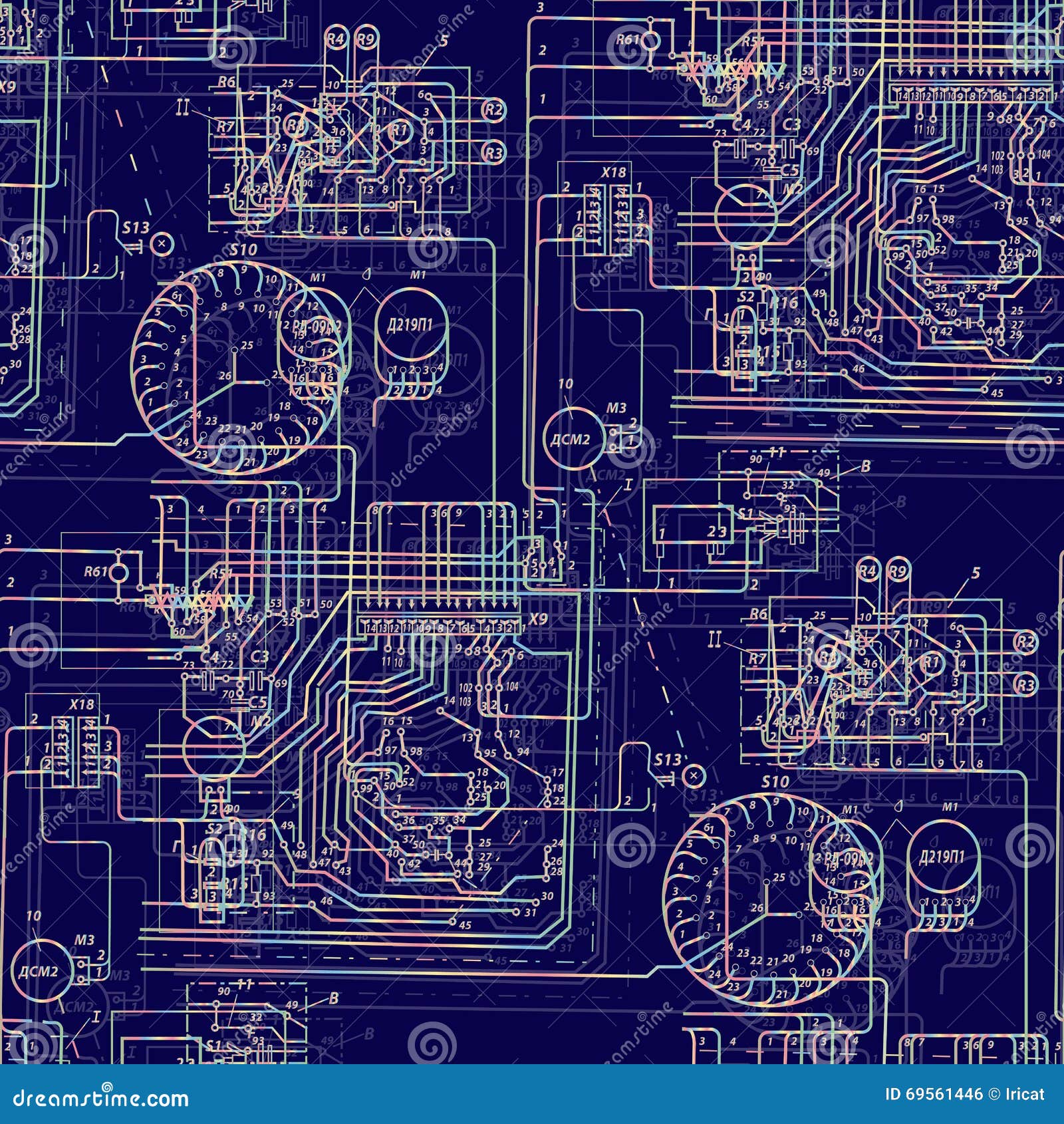 Seamless Abstract Pattern Technology. Luminous Electric Circuit on a ...