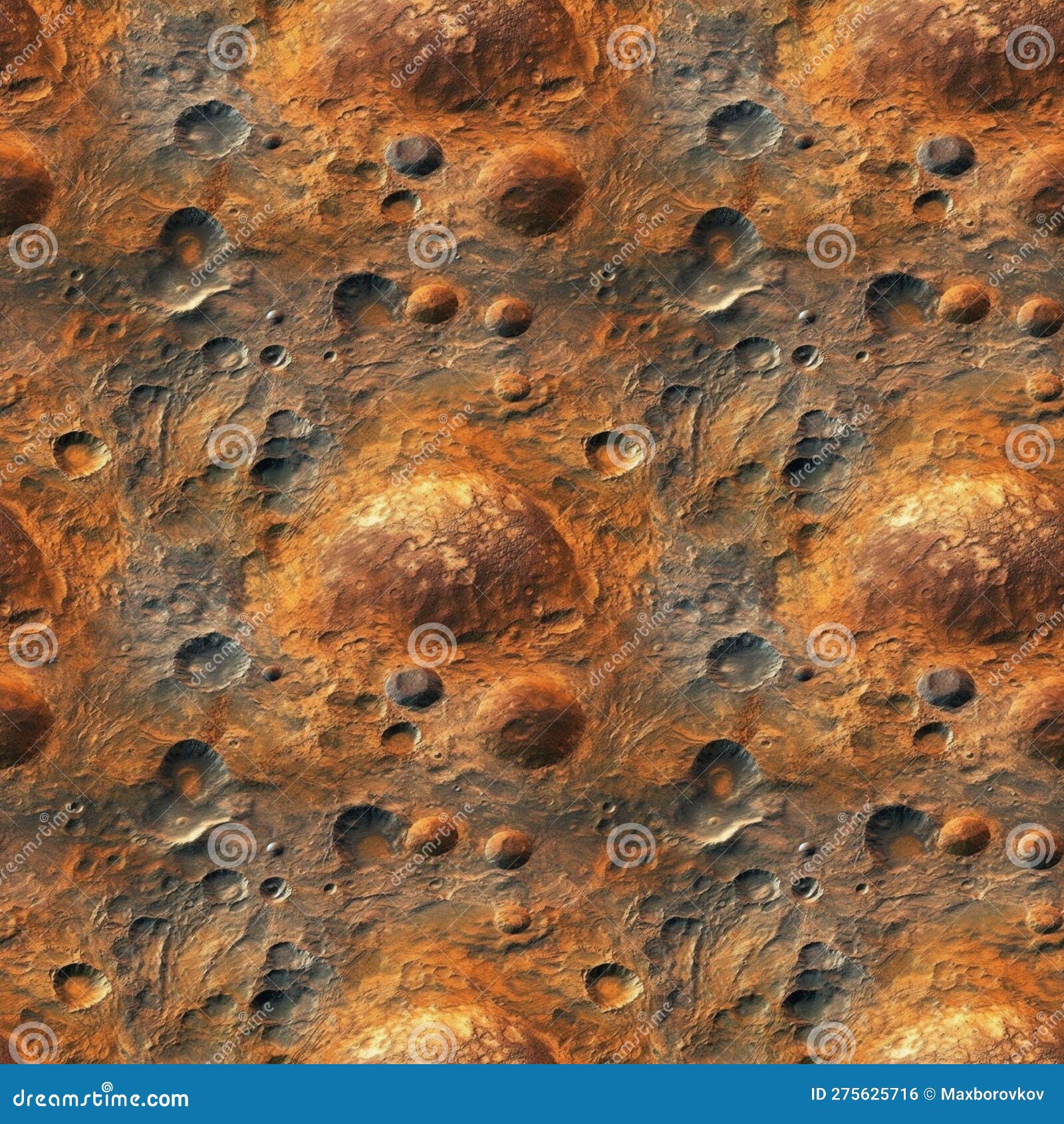 Top View Mars Planet Surface With Craters. AI Generative Illustration ...