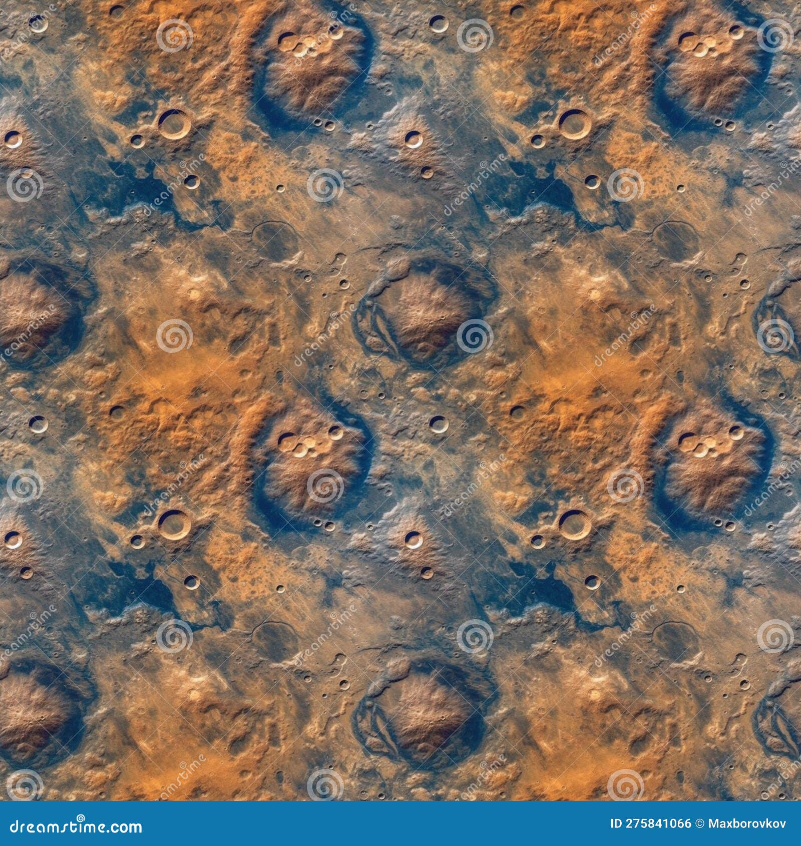 Top View Mars Planet Surface with Craters. AI Generative Illustration ...