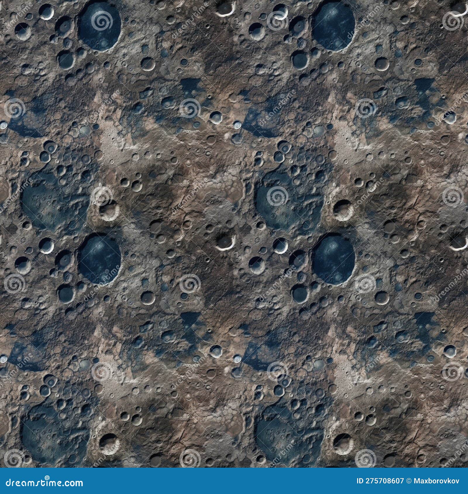 Top View Moon Grey Surface With Craters. AI Generative Illustration ...