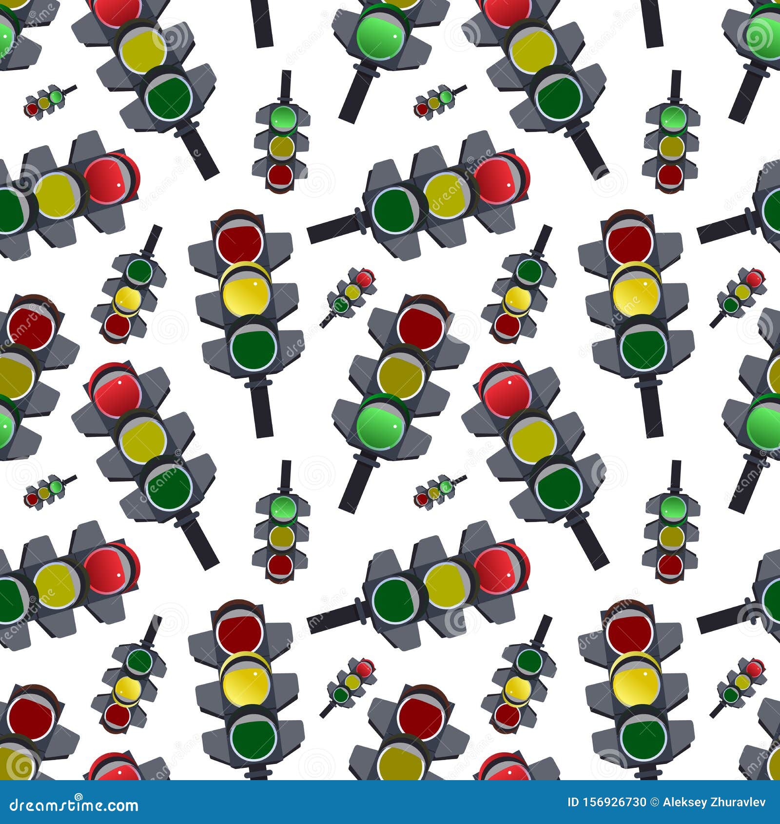 Seamless Abstract Pattern. Traffic Lights on White Background ...