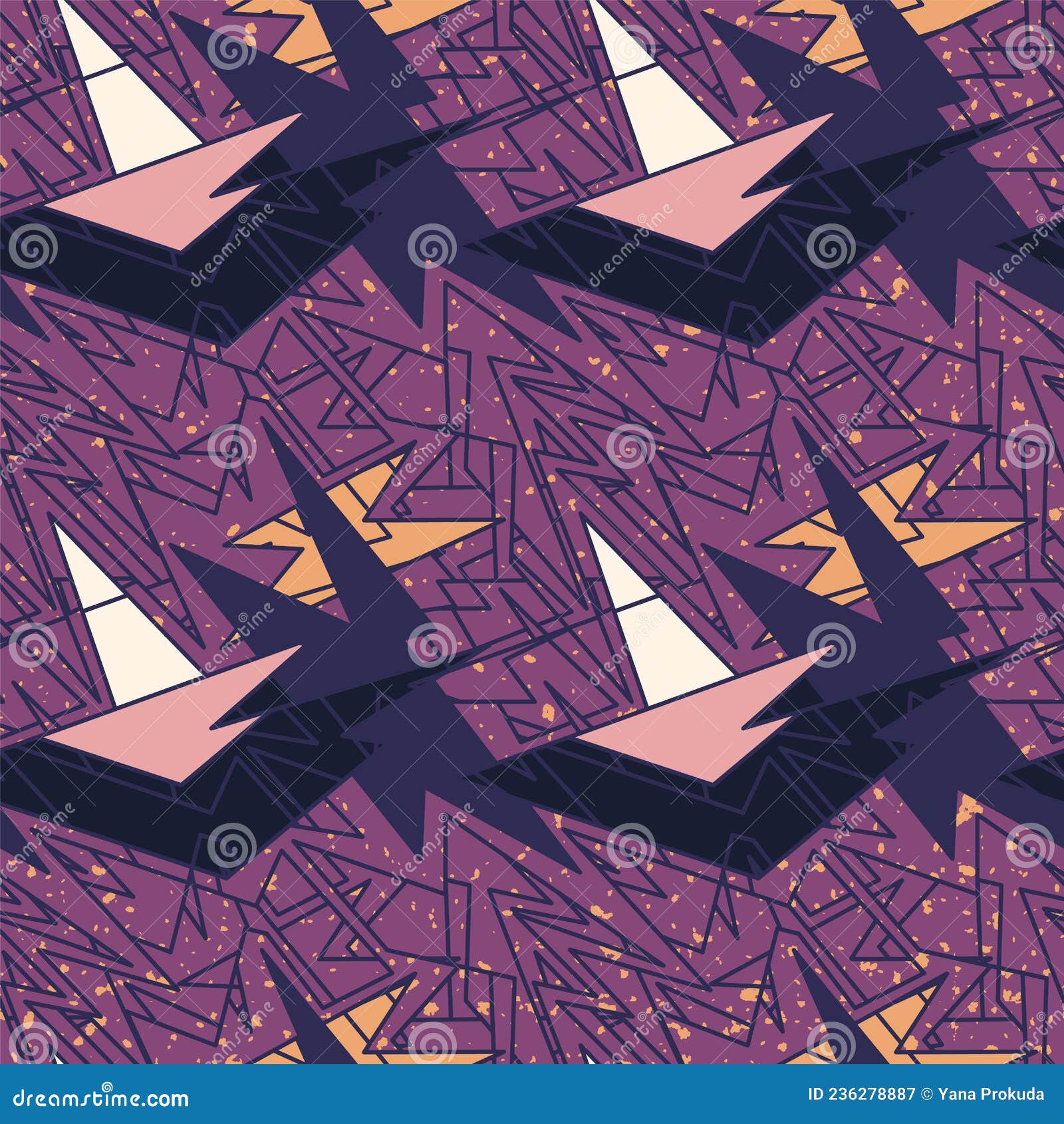Seamless Abstract Pattern with Urban Curved Triangle Elements Stock ...