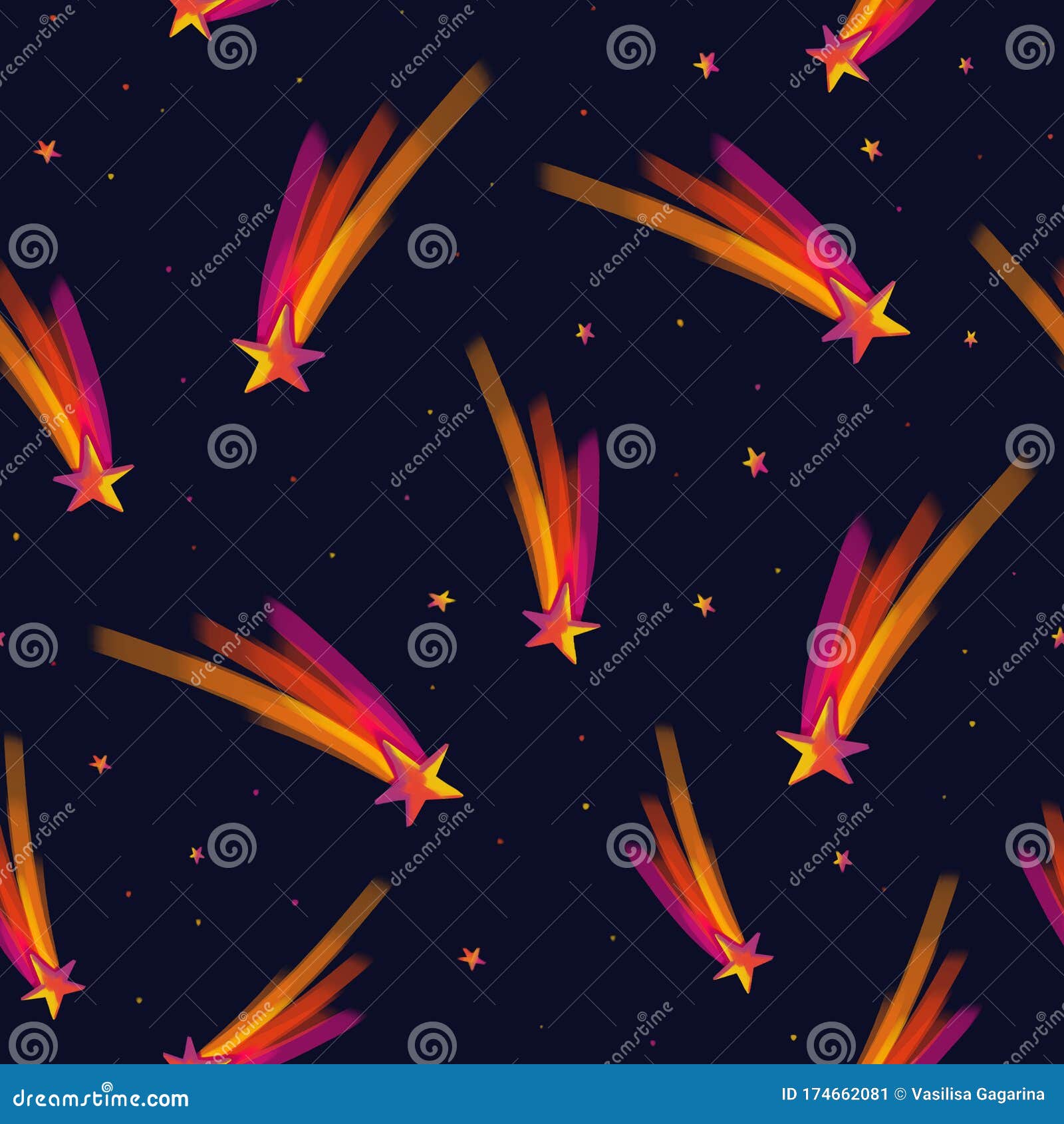 Seamless Abstract Pattern with Vibrant Comets. Creative Kids Texture ...