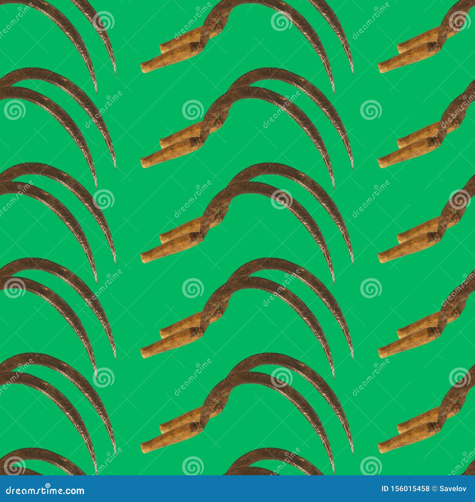 Seamless Abstract Pattern with Vintage Sickle on a Green Background ...