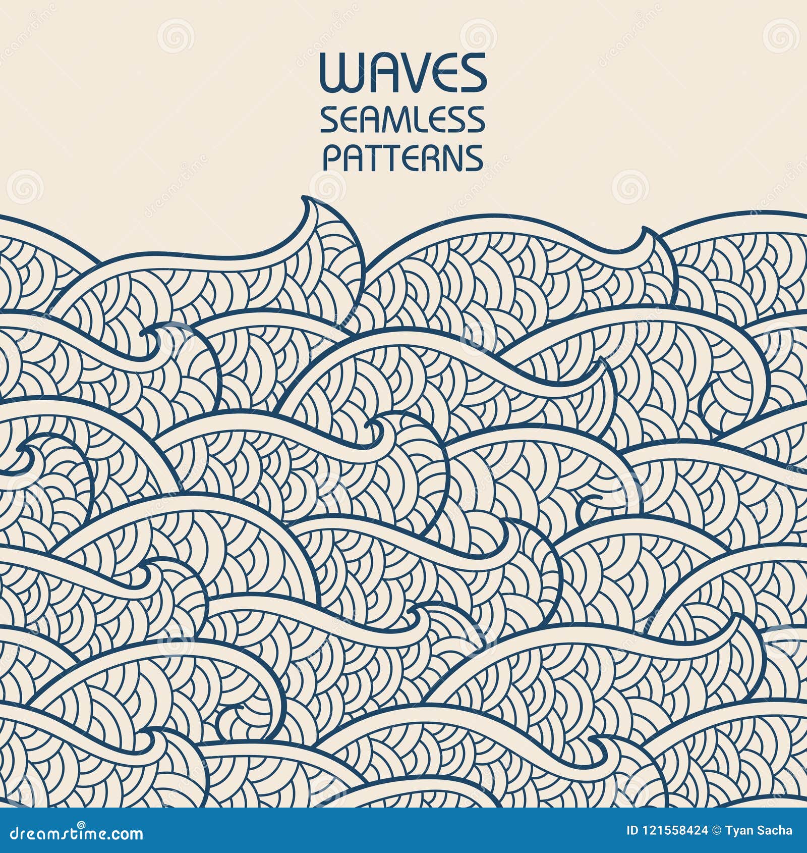 Seamless Abstract Pattern. Waves and Scales. Vector Illustration. Stock ...