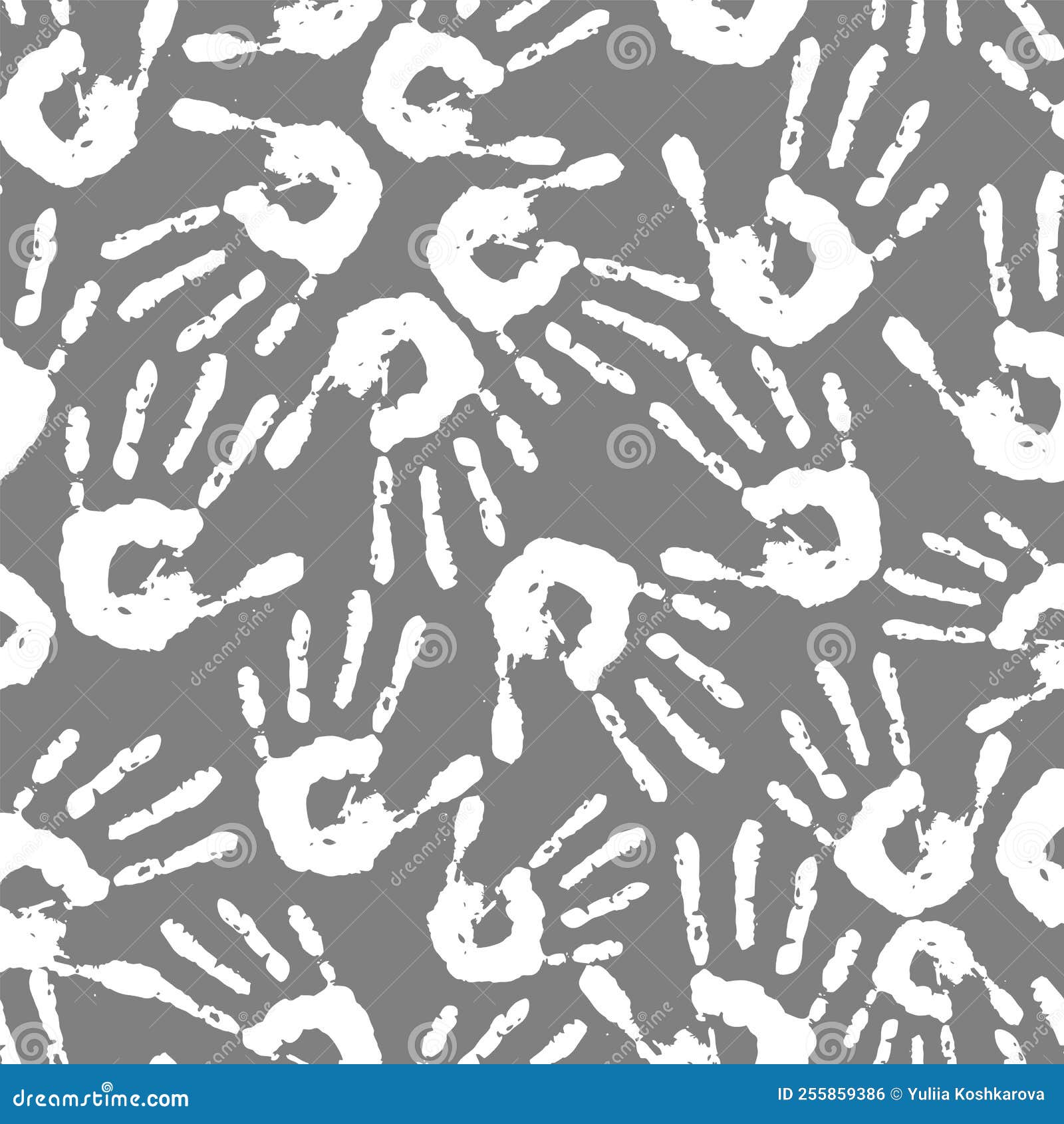 Seamless Abstract Pattern of White Handprints on a Gray Background ...