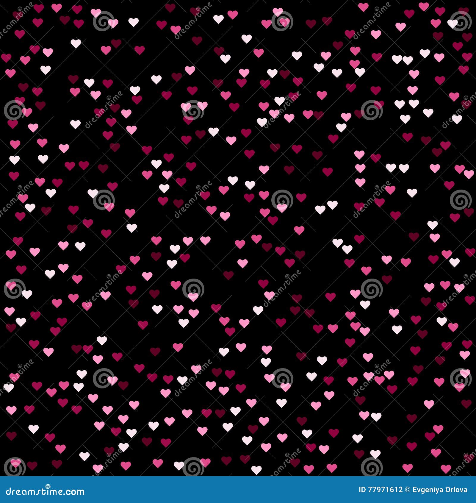 Seamless Abstract Pink Heart Pattern Vector, Black Background Stock ...