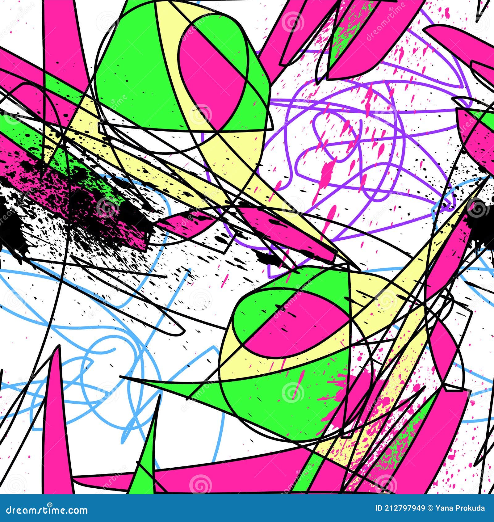 Seamless Abstract Psychedelic Backdrop with Chaotic Line Patterns Stock ...