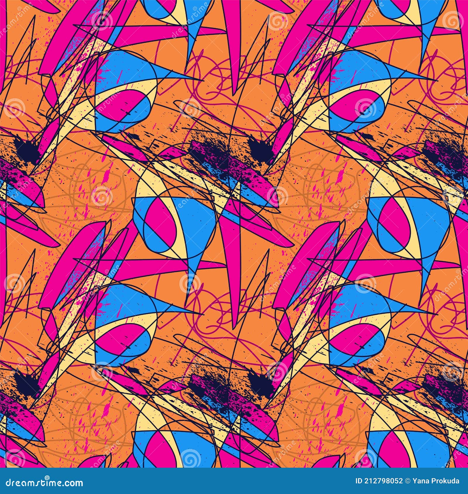 Seamless Abstract Psychedelic Backdrop with Chaotic Line Patterns Stock ...