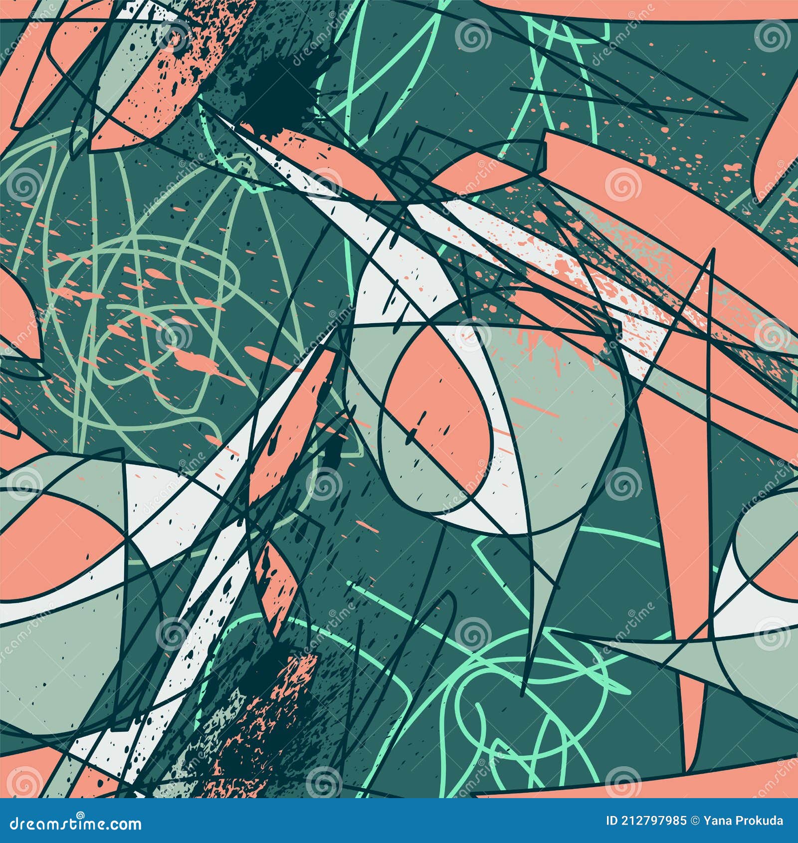 Seamless Abstract Psychedelic Backdrop with Chaotic Line Patterns Stock ...