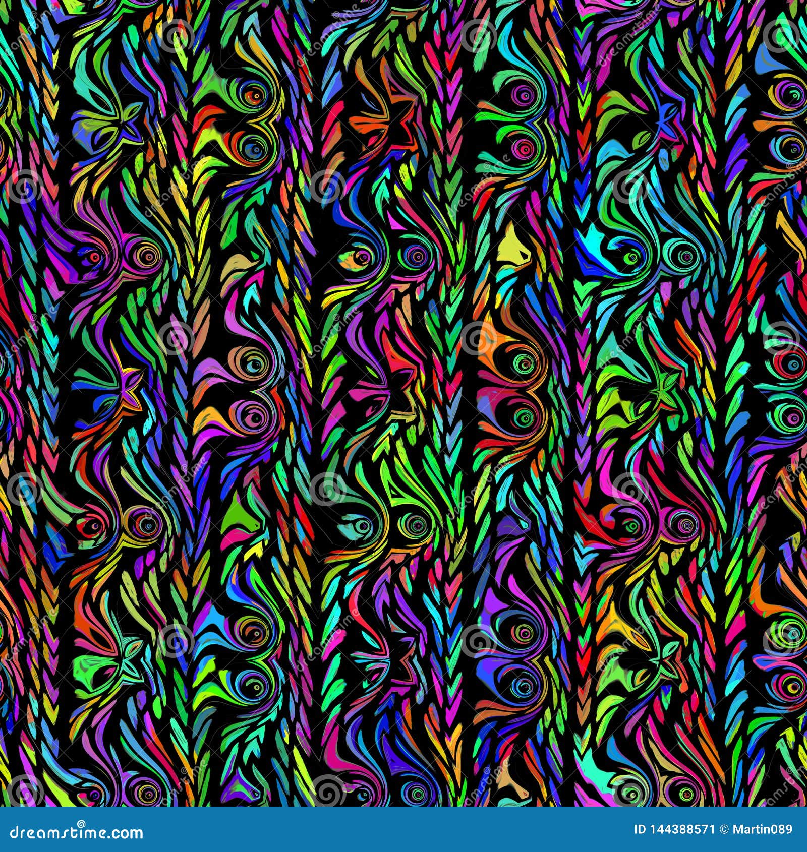 Seamless Abstract Rainbow Tribal Pattern Stock Illustration ...