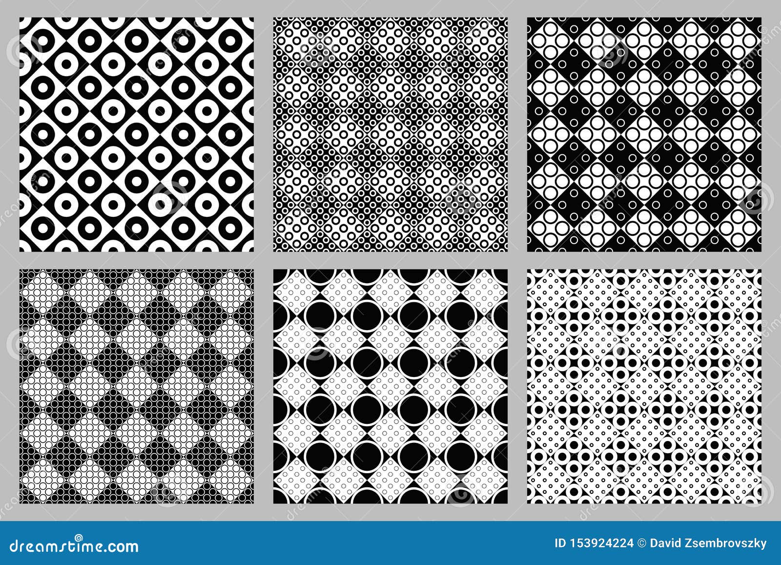 Seamless Abstract Ring Pattern Background Design Set Stock Vector ...