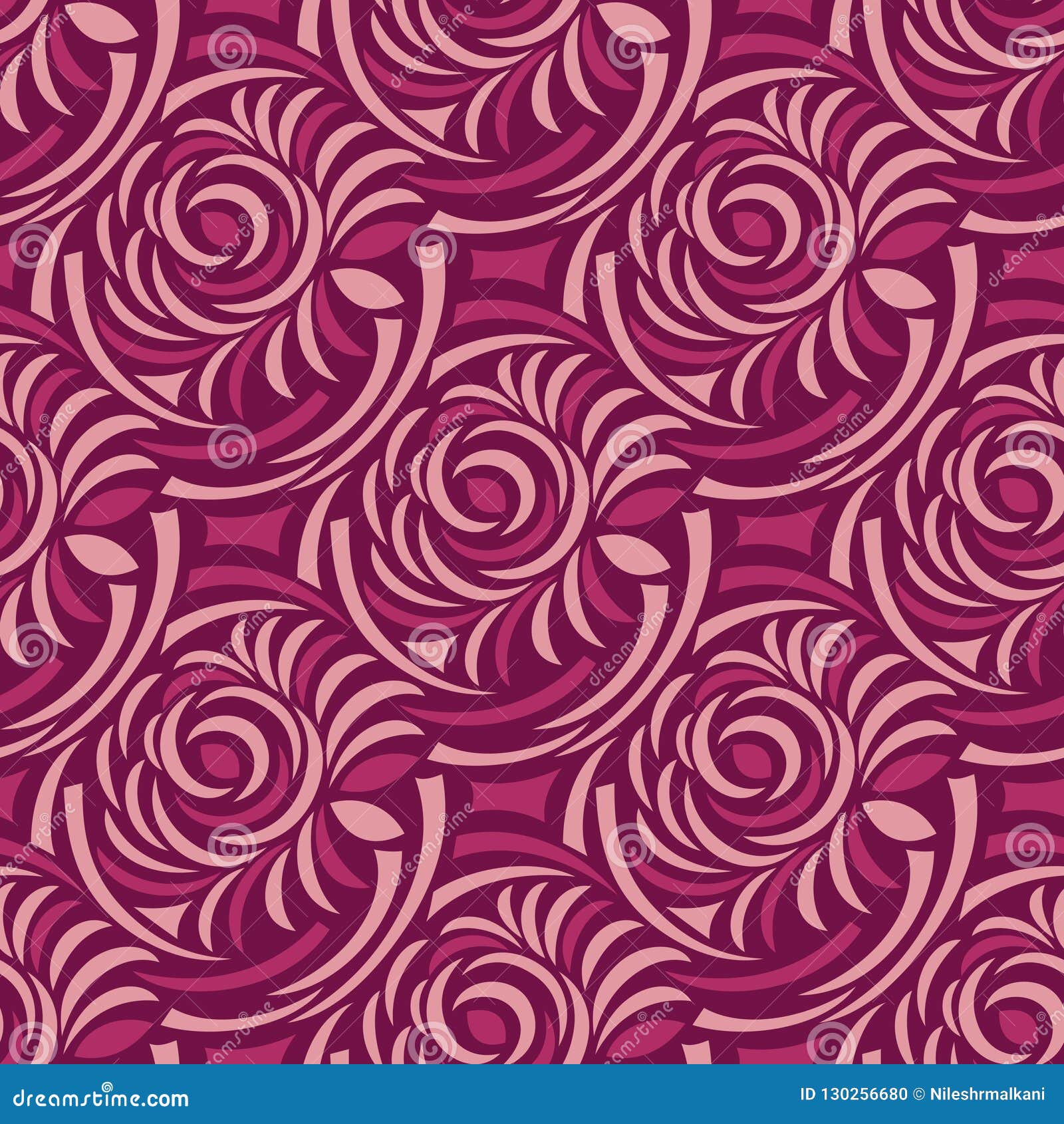 Seamless Abstract Rose Flower Pattern Stock Vector - Illustration of ...