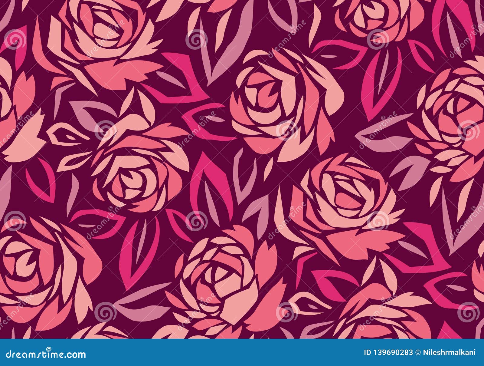 Seamless Abstract Rose Flower Pattern Stock Vector - Illustration of ...