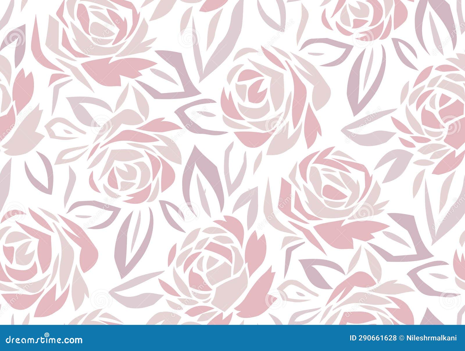 Seamless Abstract Rose Flower Pattern on White Background Stock ...