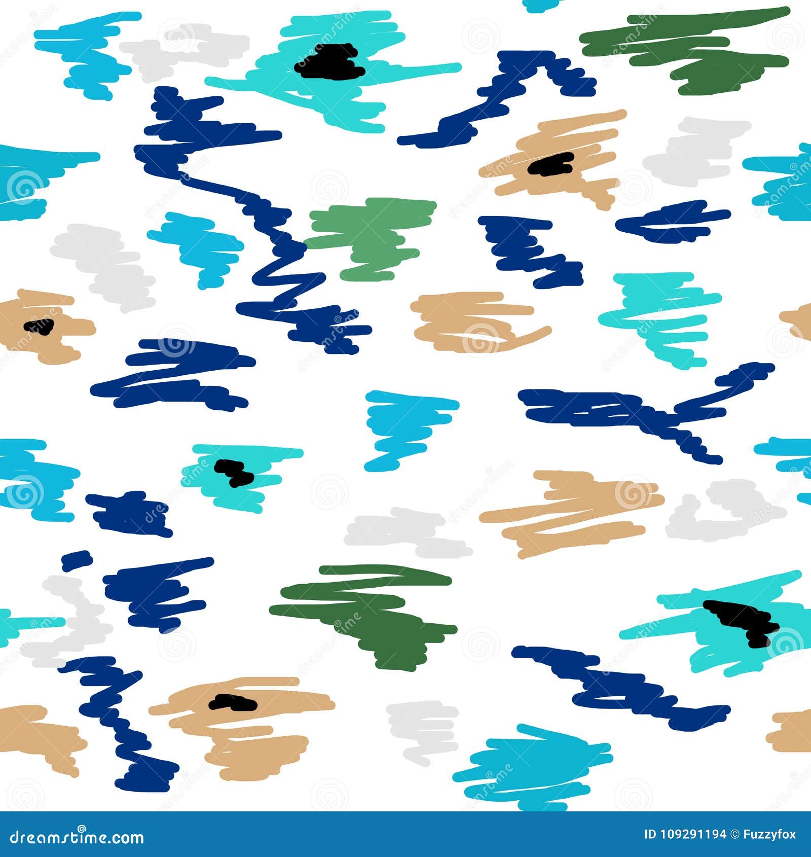 Seamless Abstract Scribble Pattern on White Stock Illustration ...