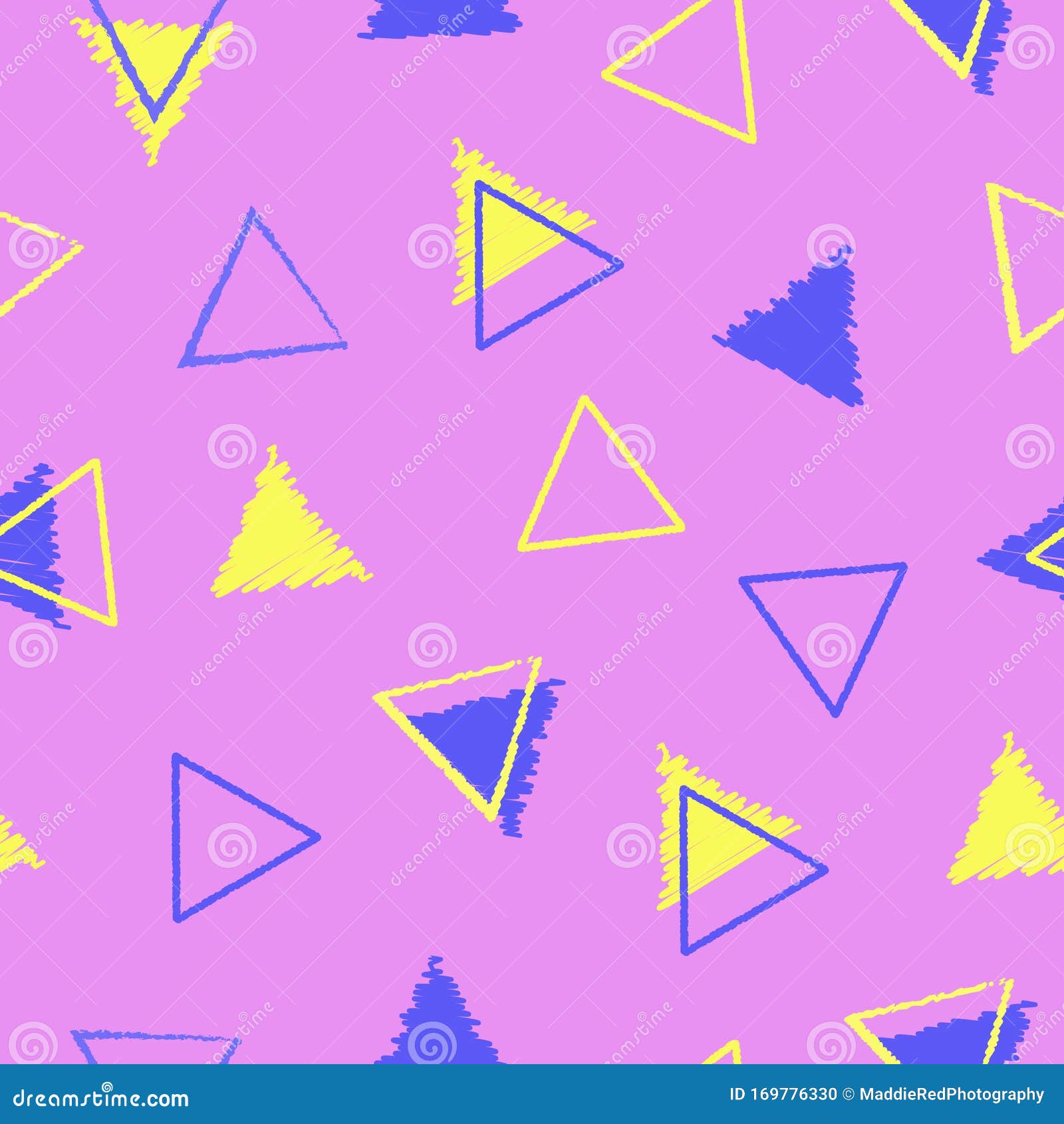 Seamless Abstract Triangles Pattern on a Pink Background, in a 80s and ...