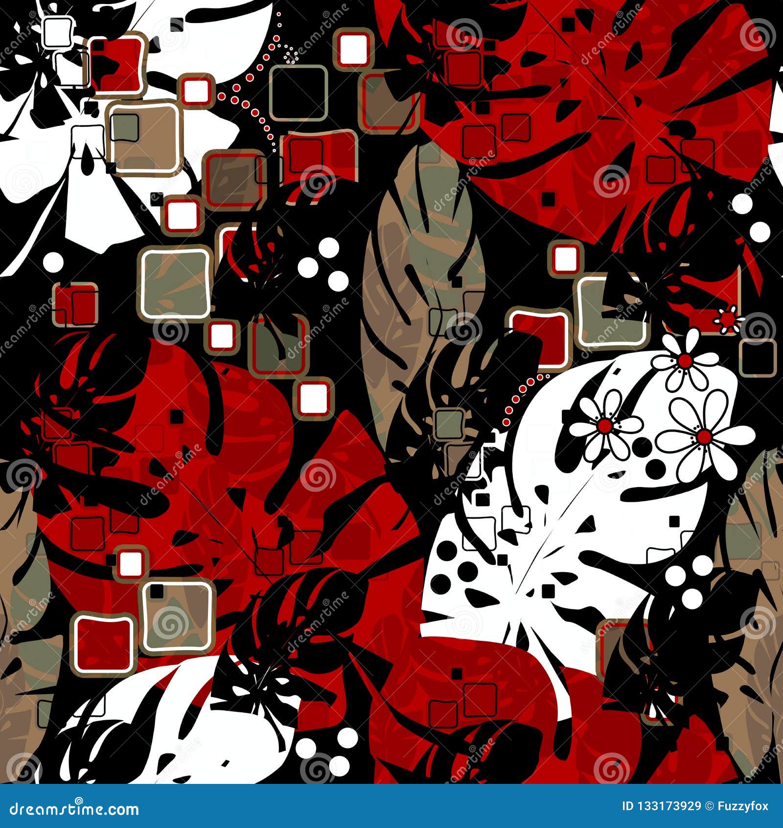 Seamless Abstract Tropical Leaves Jungle Pattern Stock Illustration ...