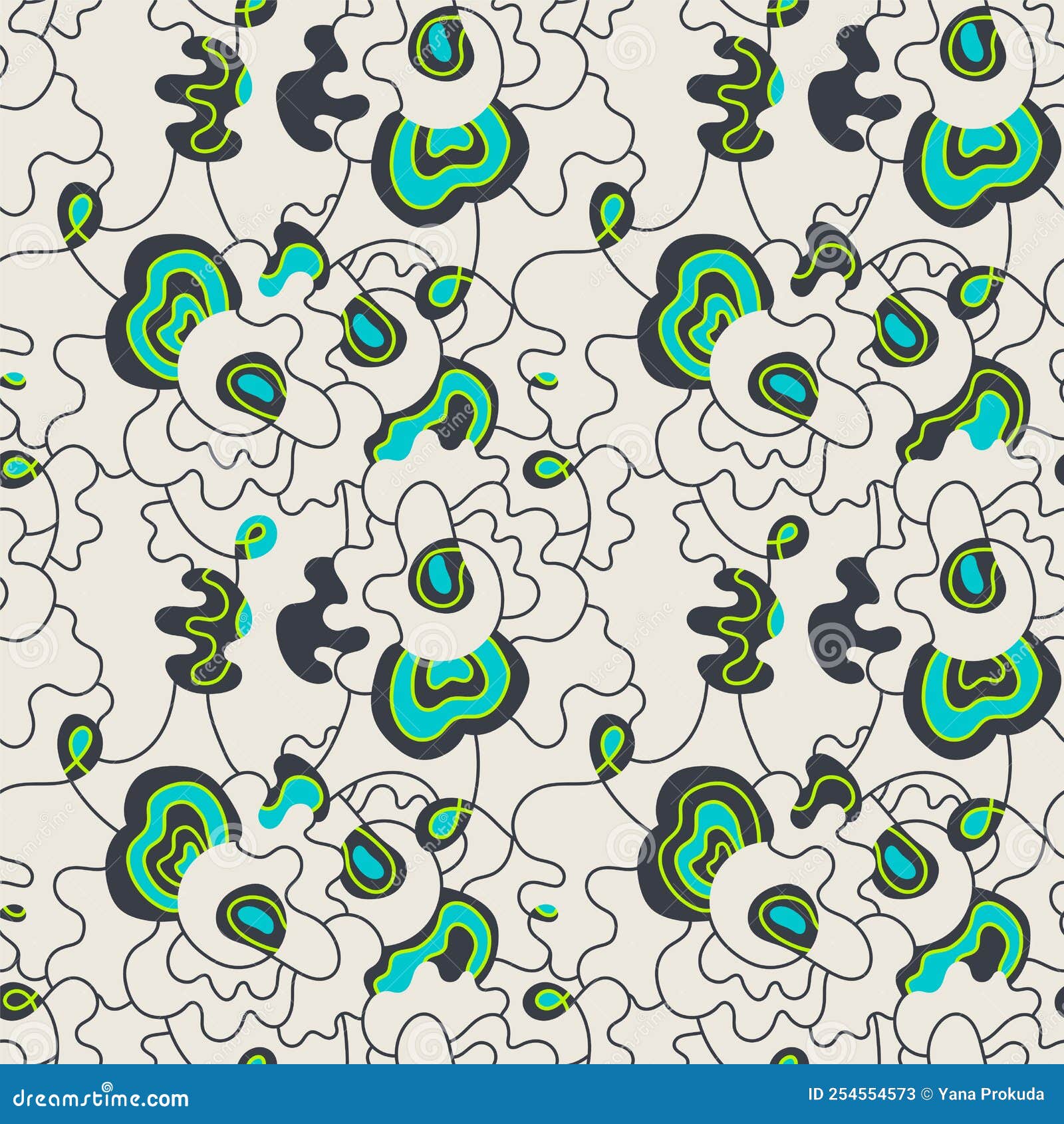 Seamless Abstract Unusual Artwork with Colorful Hand Drawn Psychedelic ...