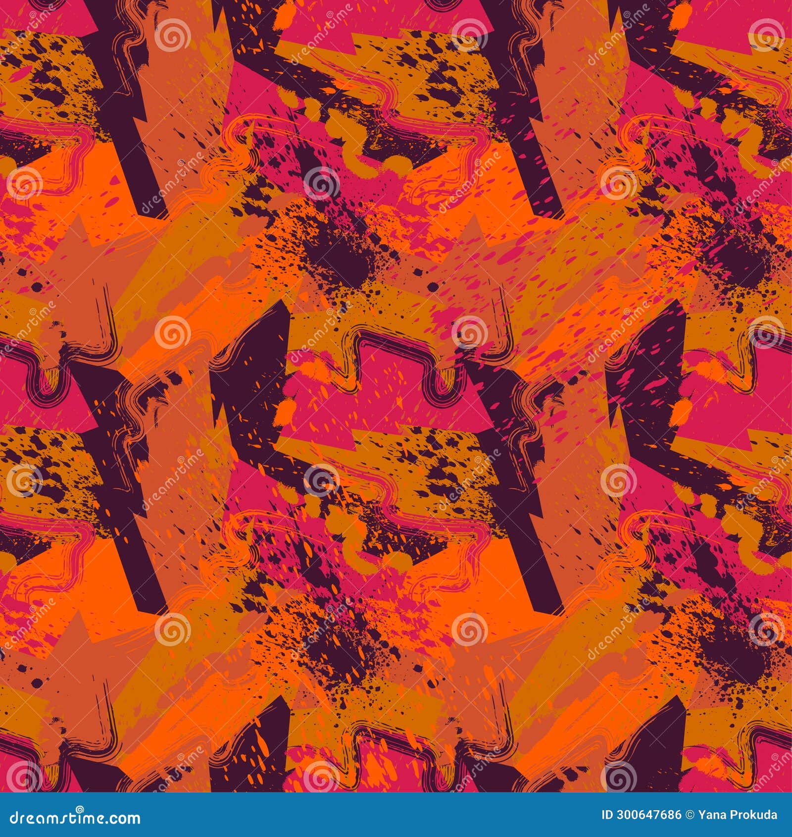 Seamless Abstract Urban Geometric Pattern with Curved Elements, Grunge ...