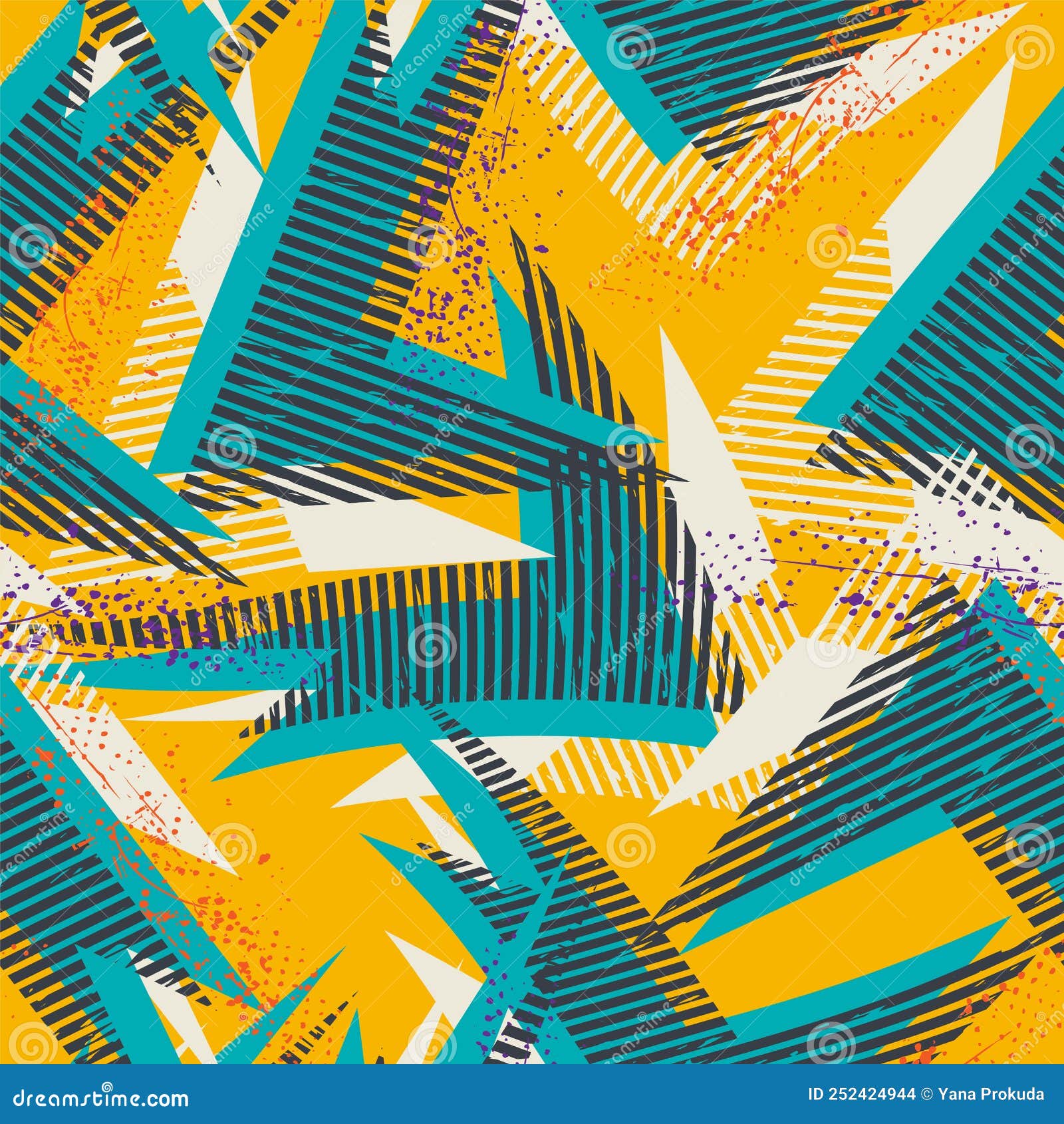 Seamless Abstract Urban Pattern with Grunge Spots and Curved Elements ...