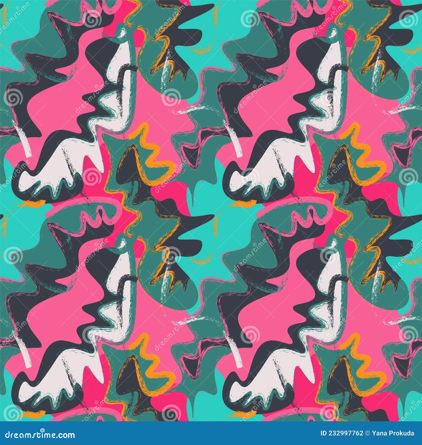 Seamless Abstract Urban Pattern with Grunge Spots and Wave Shapes Stock ...