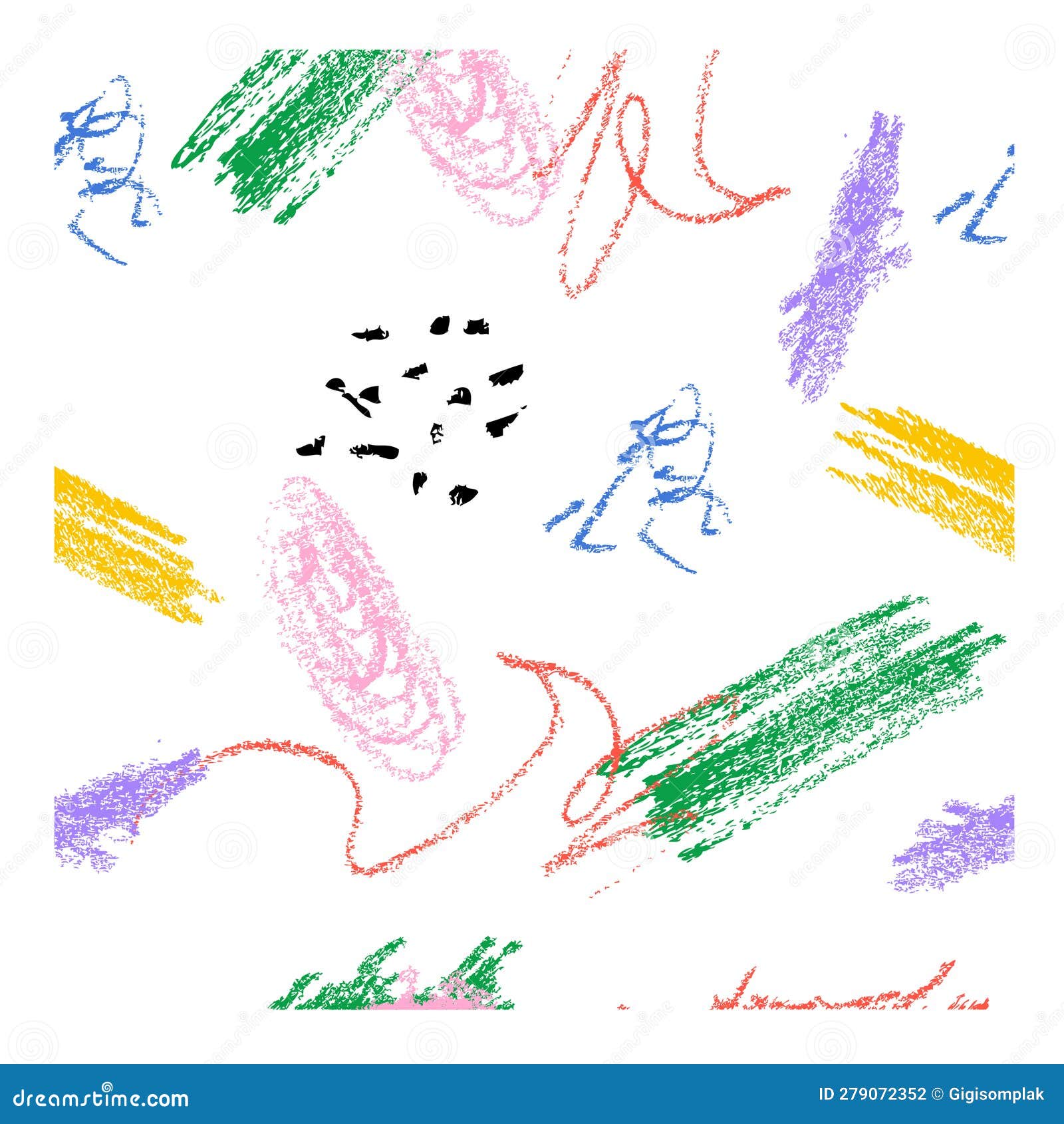 Crayon White Clouds Vector Set. Hand Drawn Chalk Pastel Kid ...