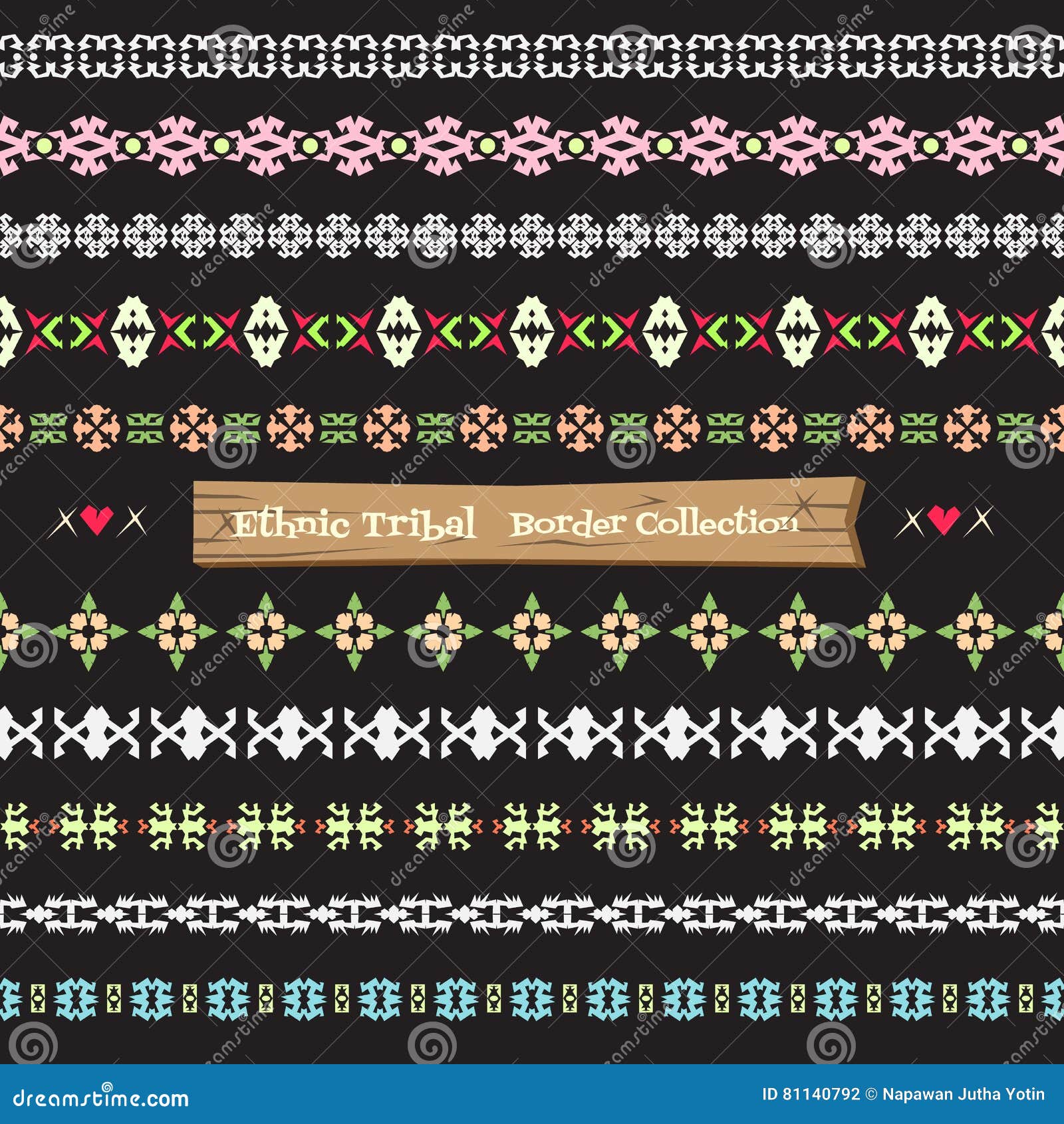 Seamless Abstract Vector Ethnic Tribal Border Collection. Stock Vector ...