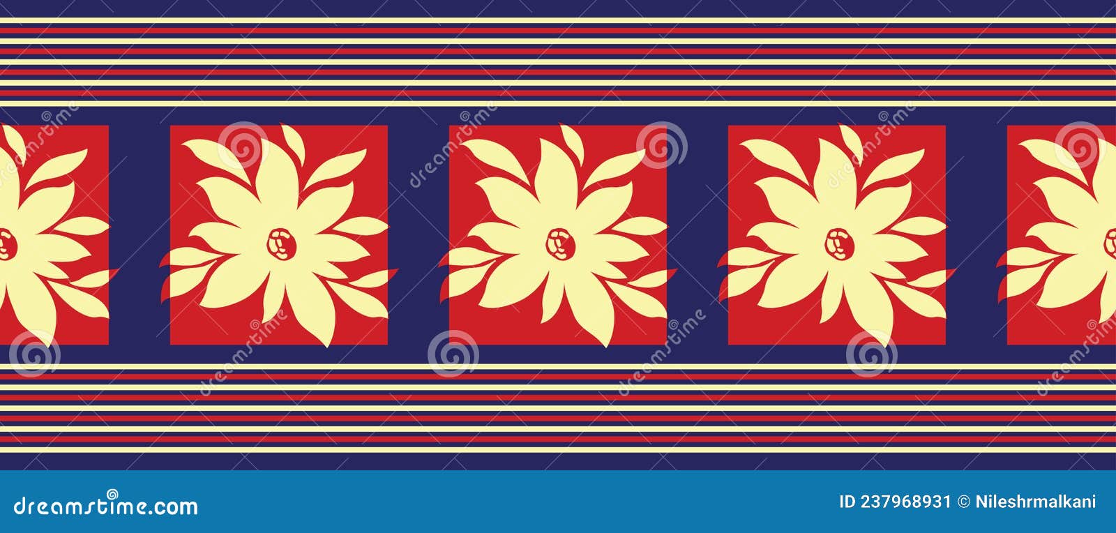 Seamless Abstract Vector Flower Border Design Stock Vector ...