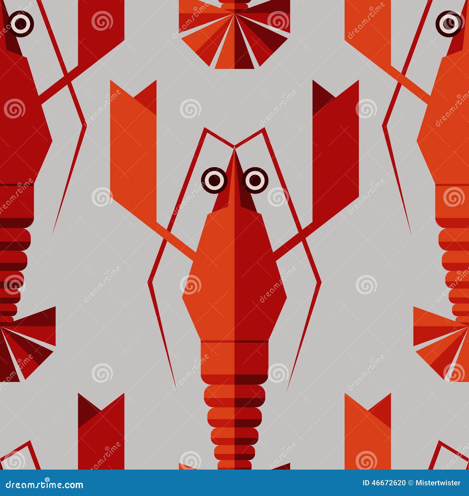Seamless Abstract Vector Pattern with Geometric Lobsters. Stock Vector ...