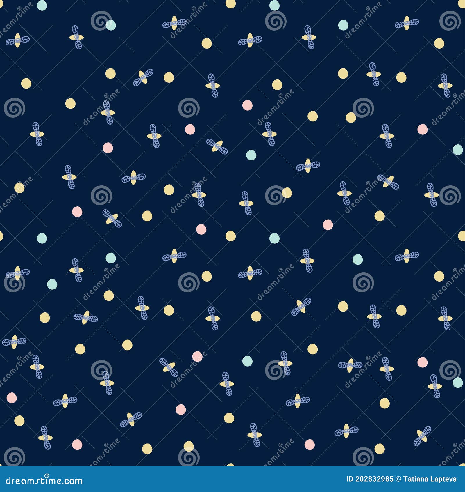 Seamless Abstract Vector Pattern Simple Stars and Planets on a Night ...