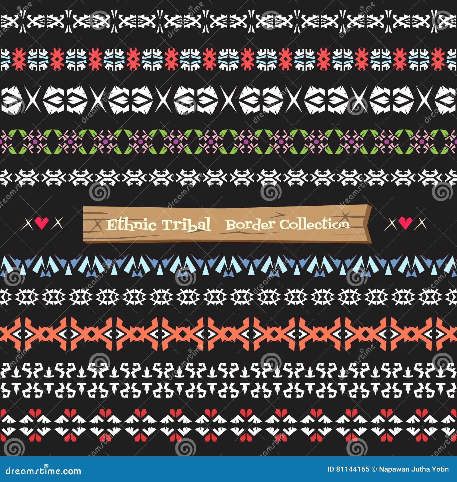 Seamless Abstract Vector Tribal Border Collection ,Ethnic Border Stock ...