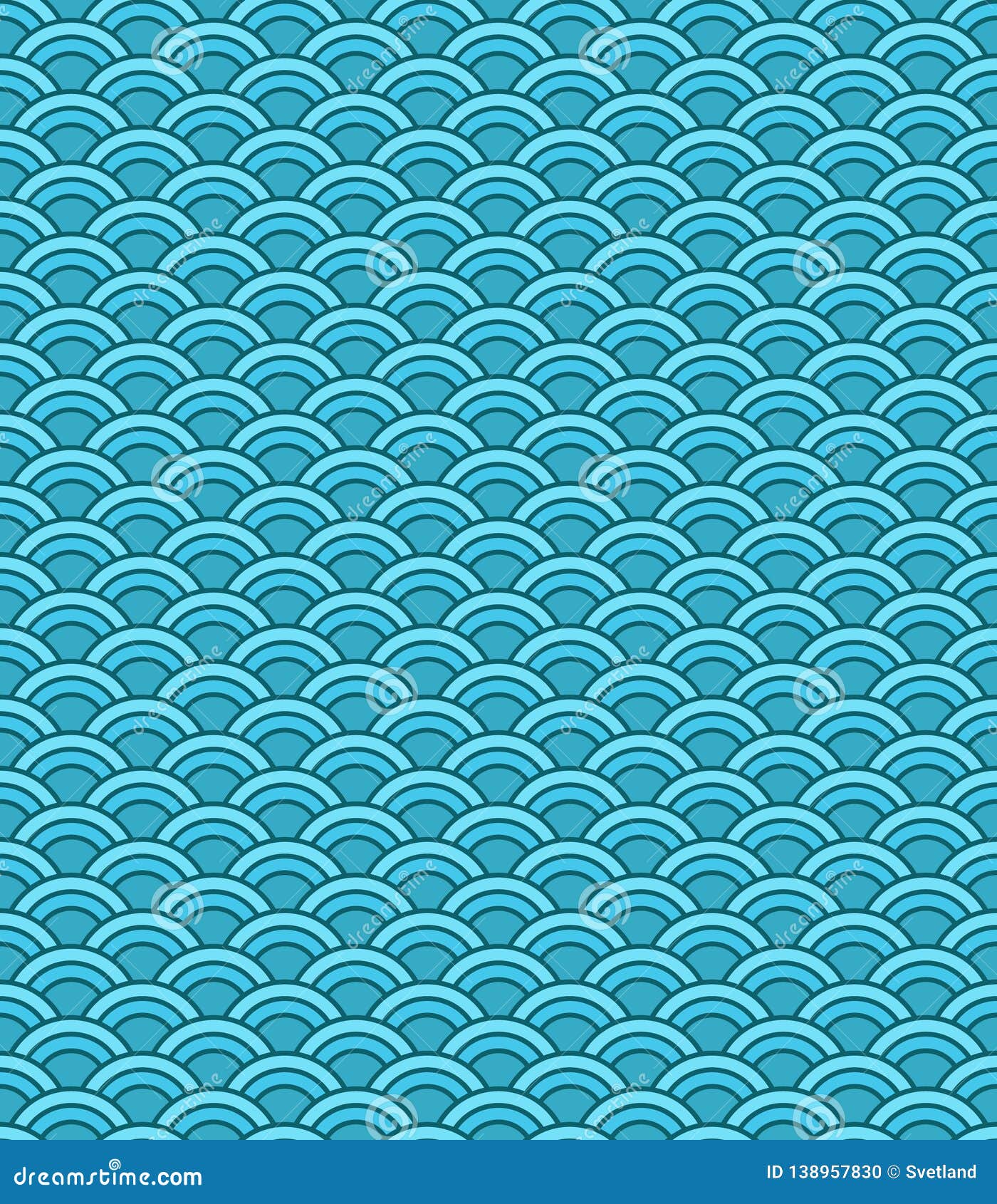 Seamless Abstract Wave Pattern. Circle Pattern. Blue Color Ornament ...