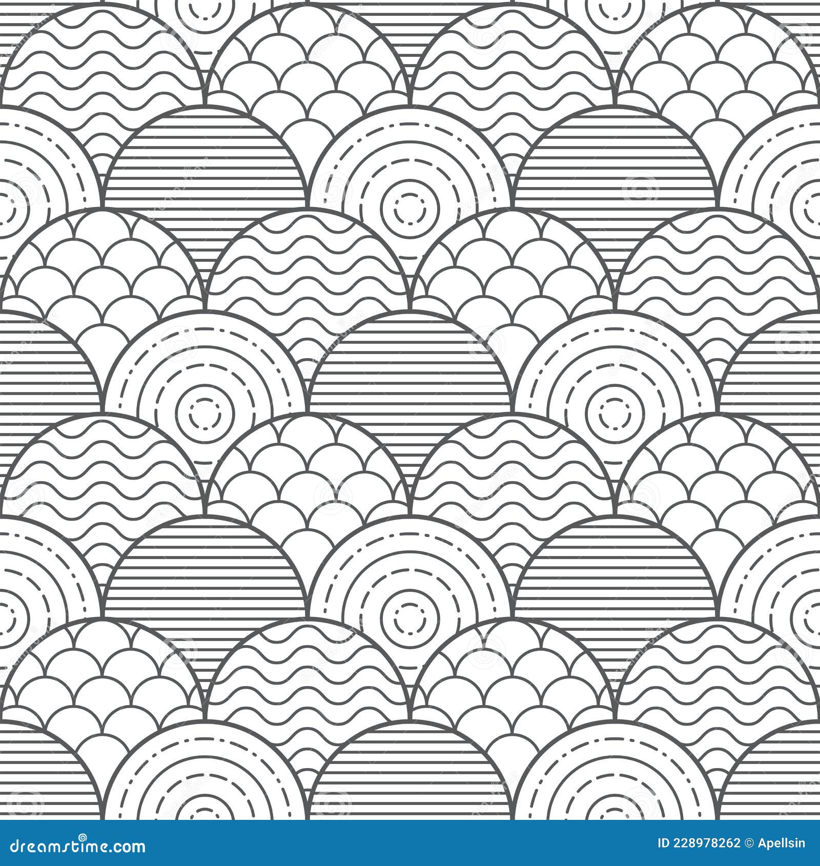 Seamless Abstract Wave Pattern Stock Vector - Illustration of circle ...