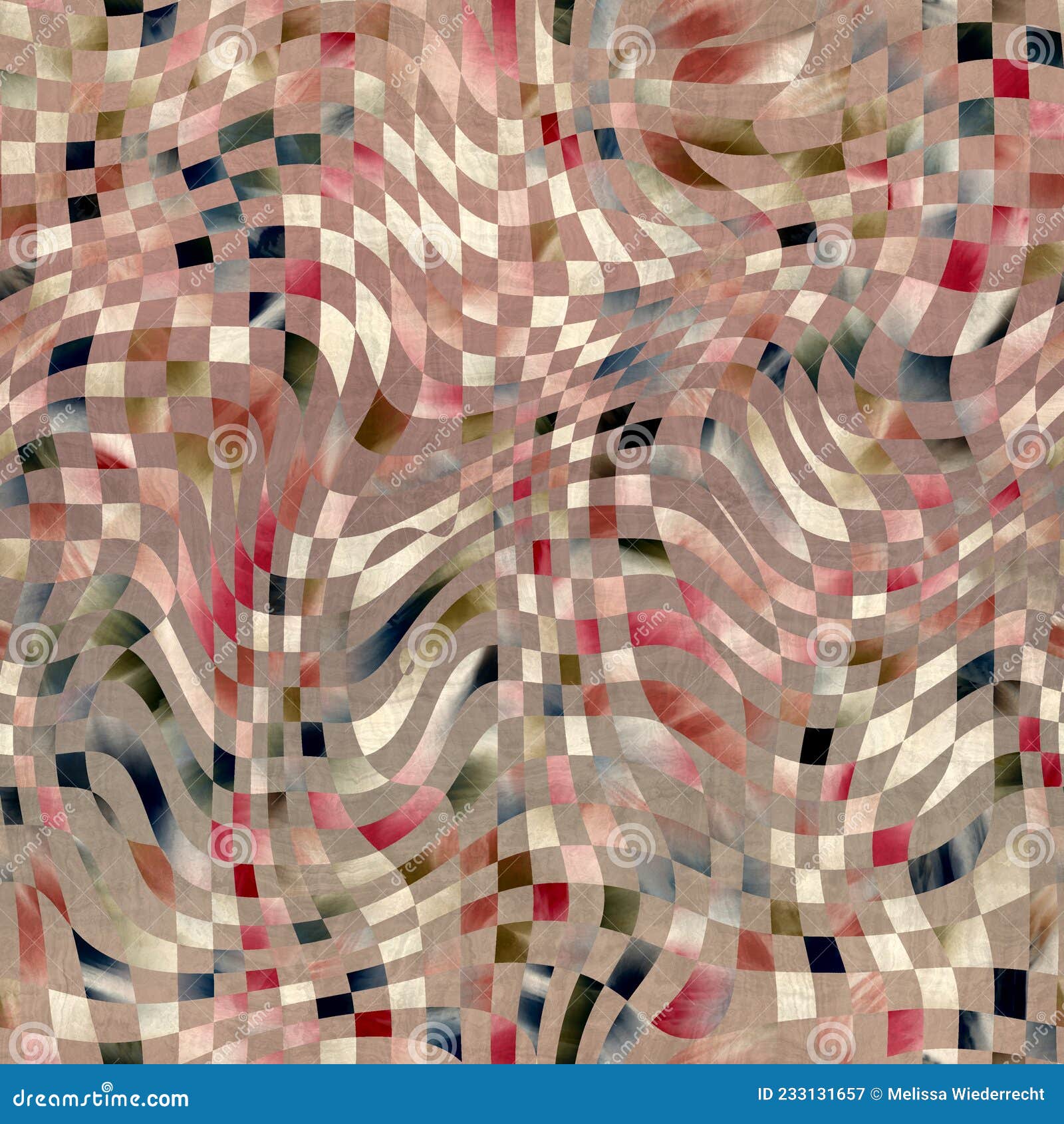 Seamless Abstract Wavy Distorted Check Pattern for Print Stock ...