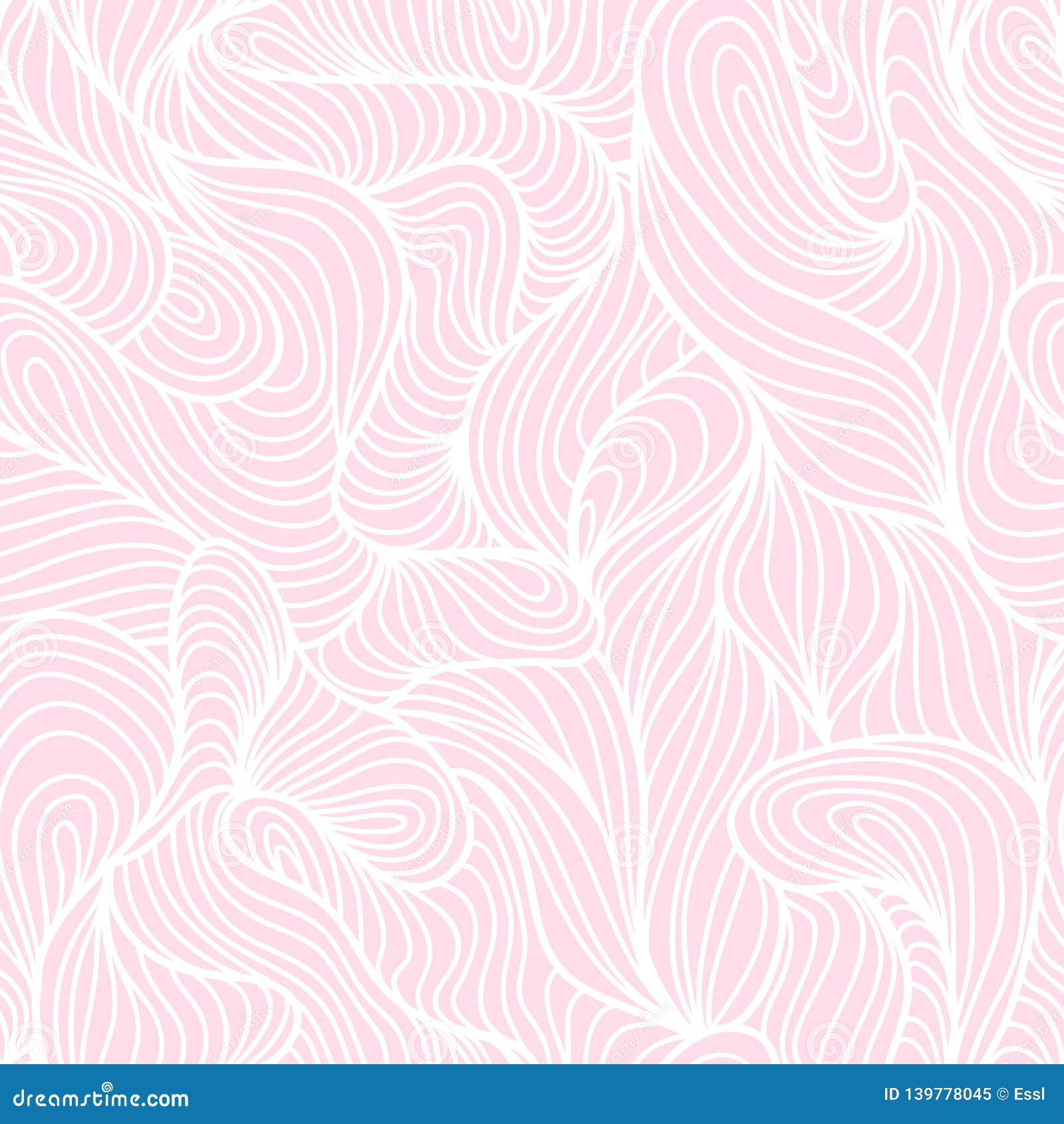 Seamless Abstract White and Pink Hand Drawn Pattern, Waves Background ...