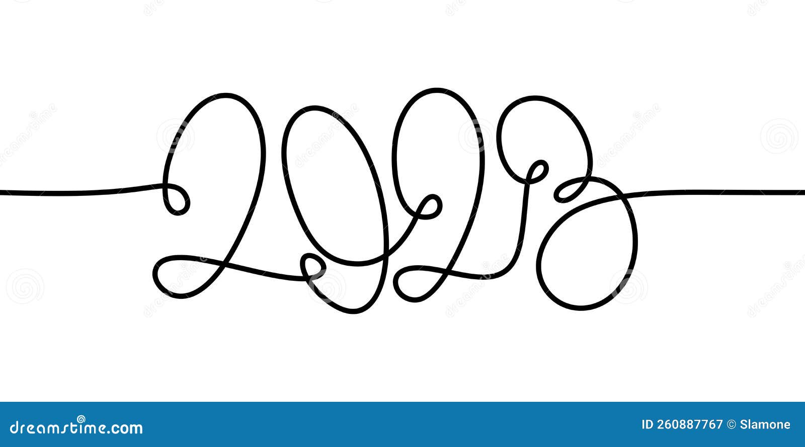 2023 Continuous One Line Drawing Of A New Year Text. 2023 Handwritten ...