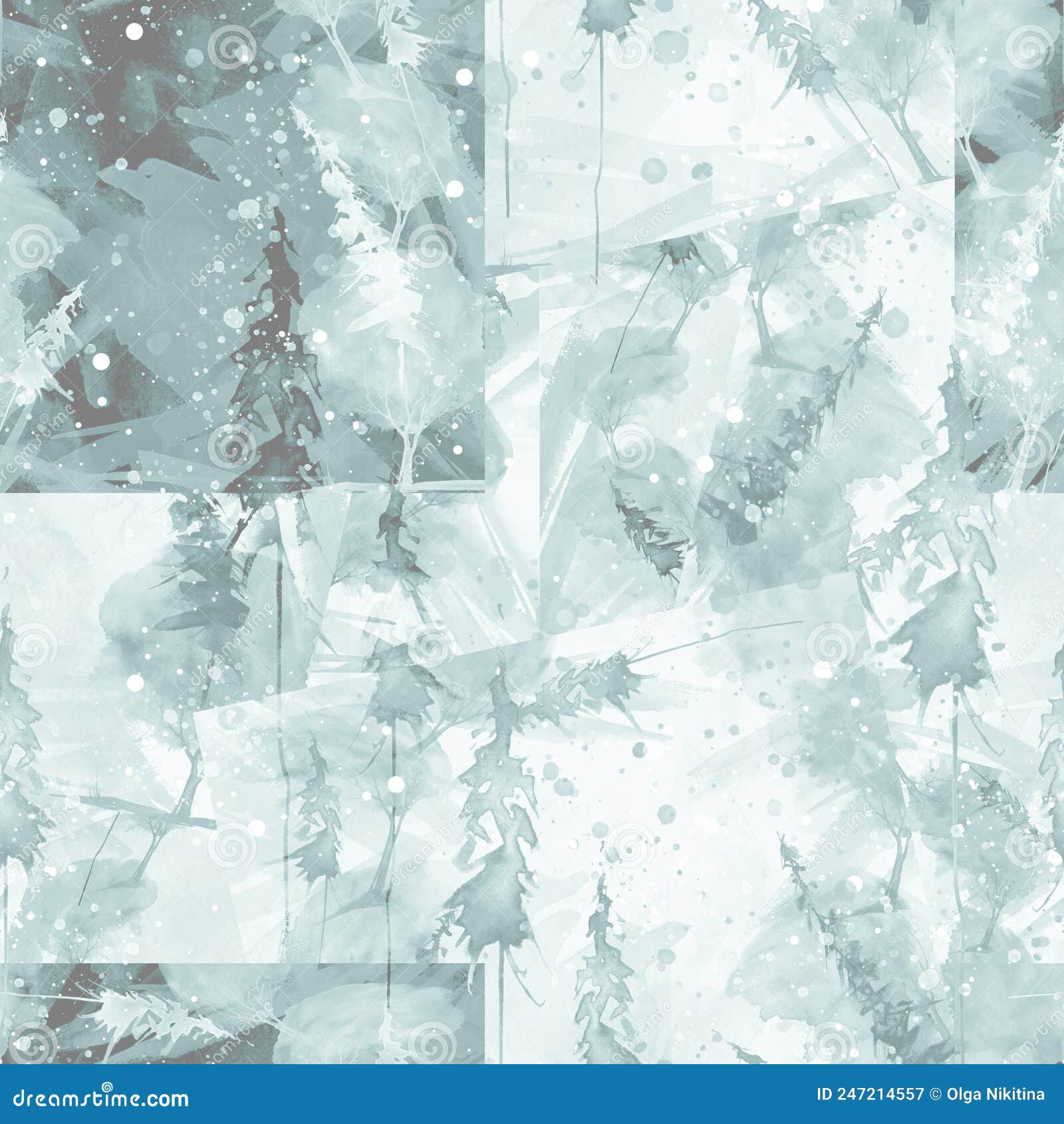 Seamless Abstraction Pattern, Background. Watercolor Abstract Forest ...