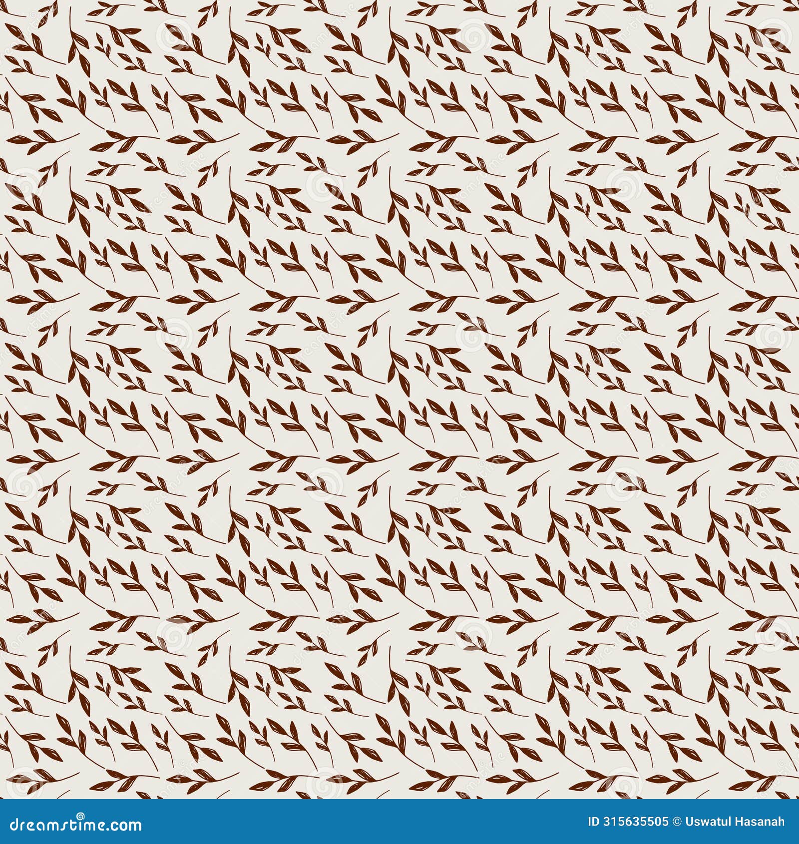 Seamless Aesthetic Pattern with Leaf Theme Stock Illustration ...