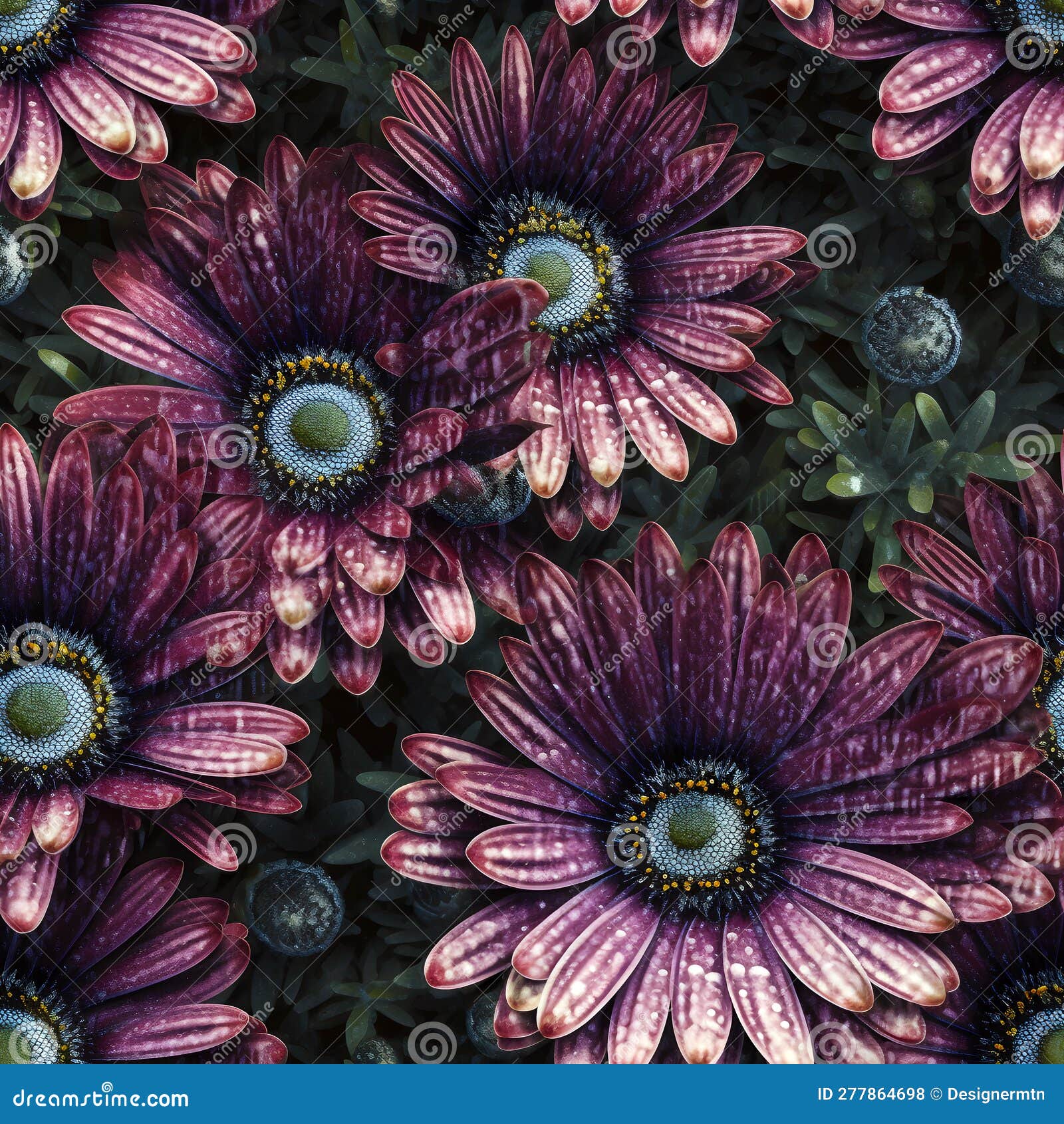 Seamless African Daisy Flowers Illustration Pattern Design Stock ...