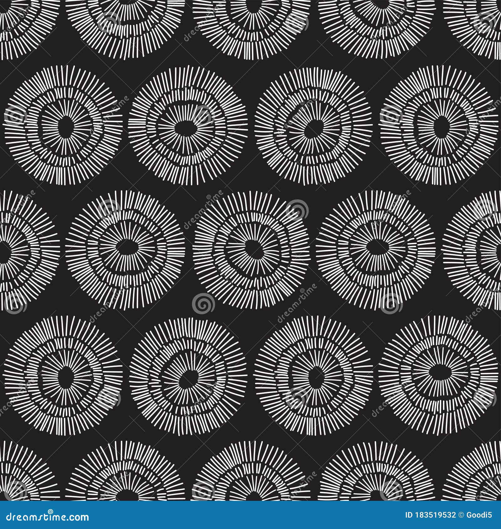 Seamless African Line Circles in Black and White Stock Vector ...