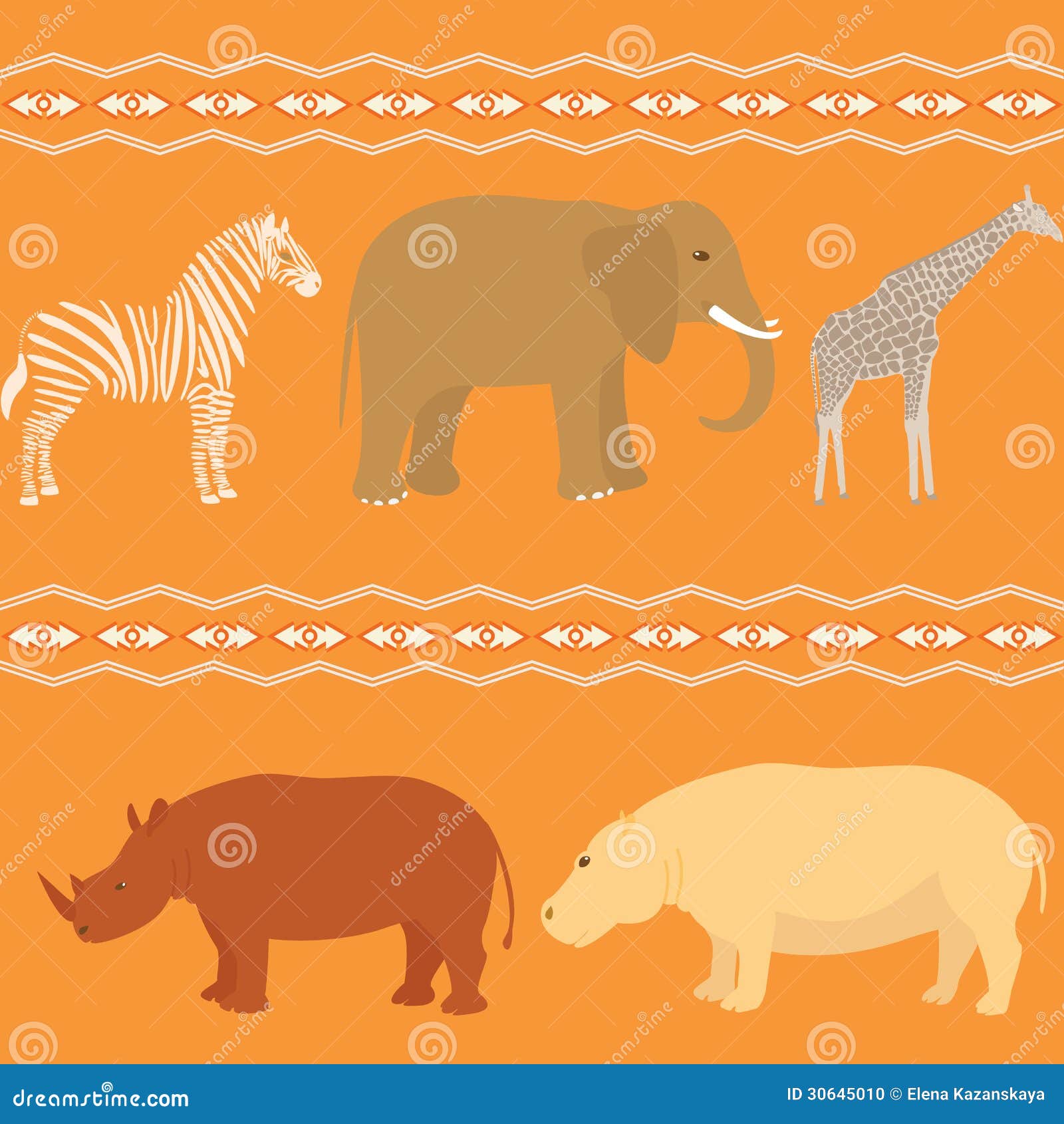 Seamless african pattern stock vector. Illustration of rhinoceros ...