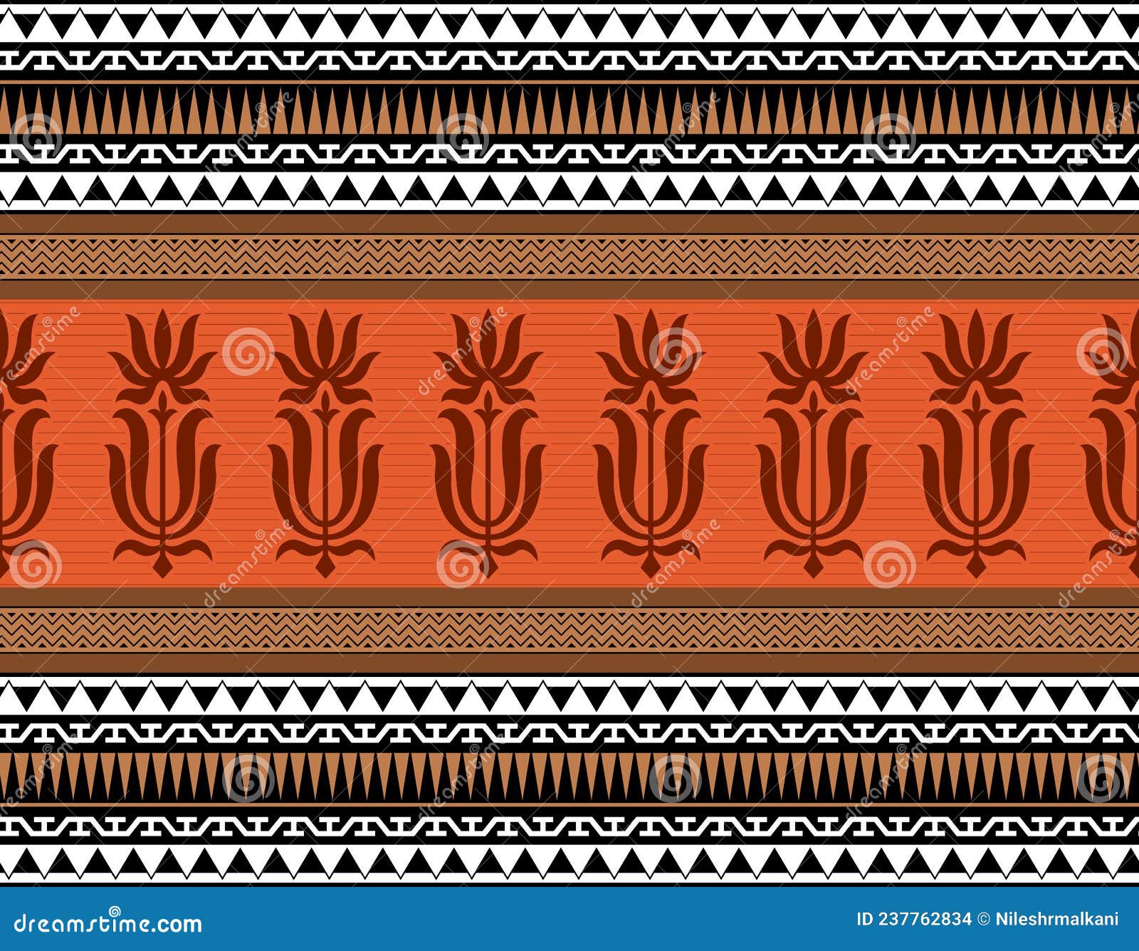 Seamless African Tribal Border Design Stock Illustration - Illustration ...
