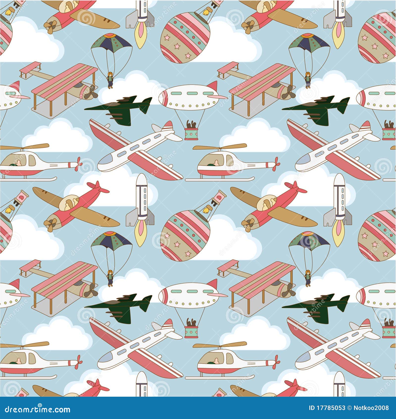 Seamless airplane pattern stock vector. Illustration of doodle - 17785053