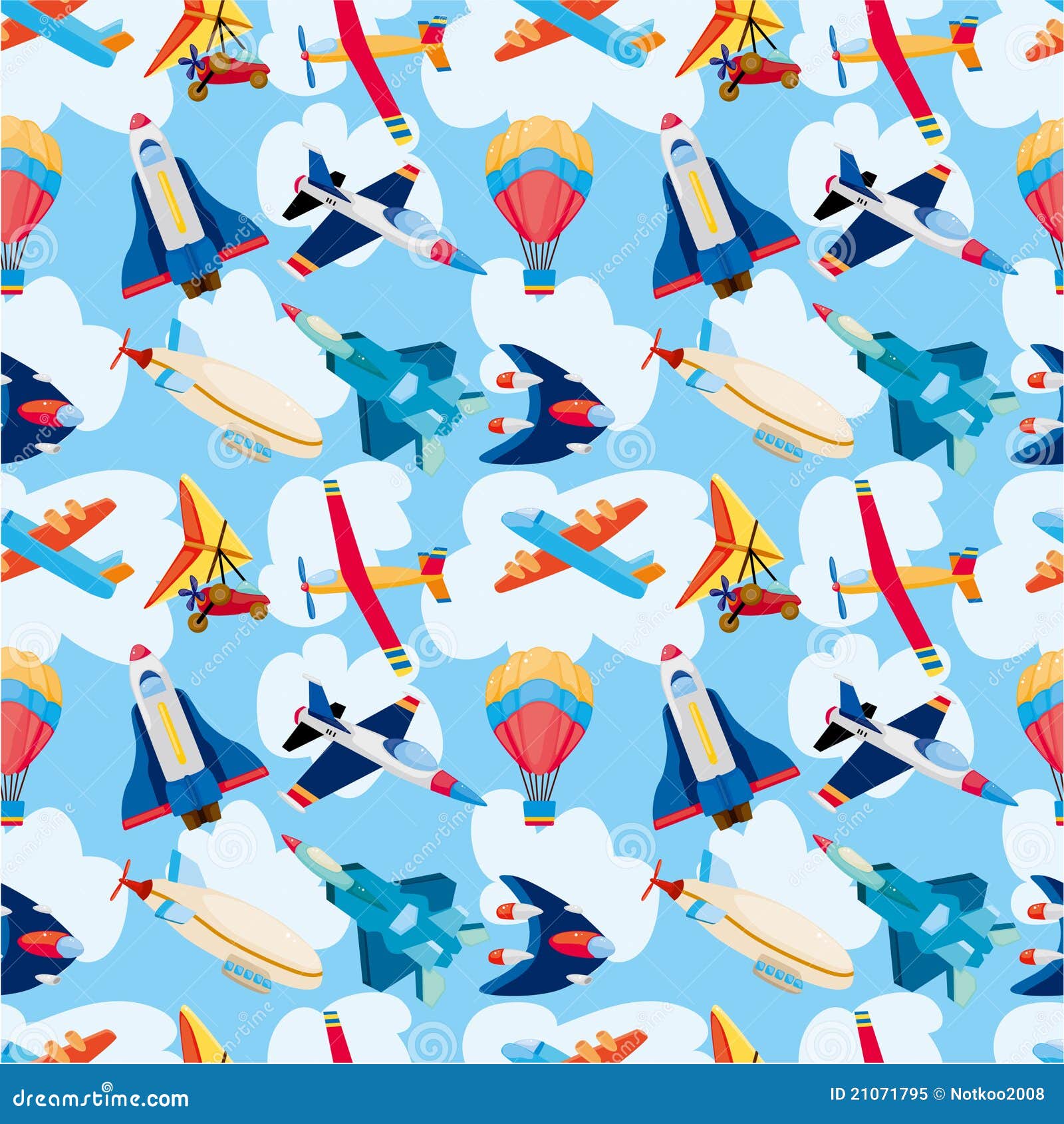 Seamless Airplane Pattern Cartoon Vector | CartoonDealer.com #18090809
