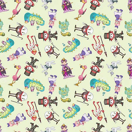 Seamless Alice in Wonderland Pattern Stock Vector - Illustration of ...