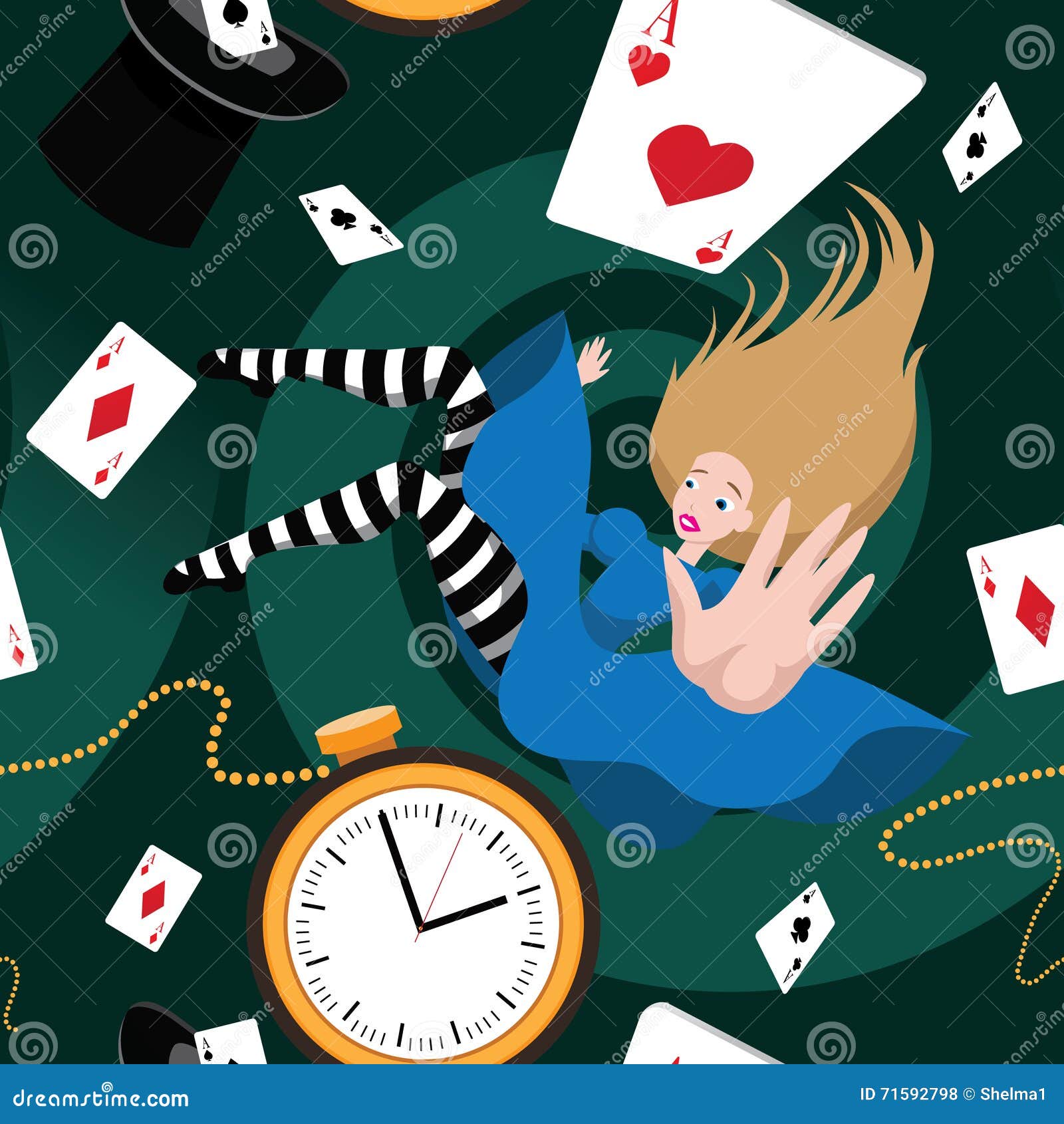 Seamless Alice in Wonderland Pattern. Stock Vector - Illustration of ...