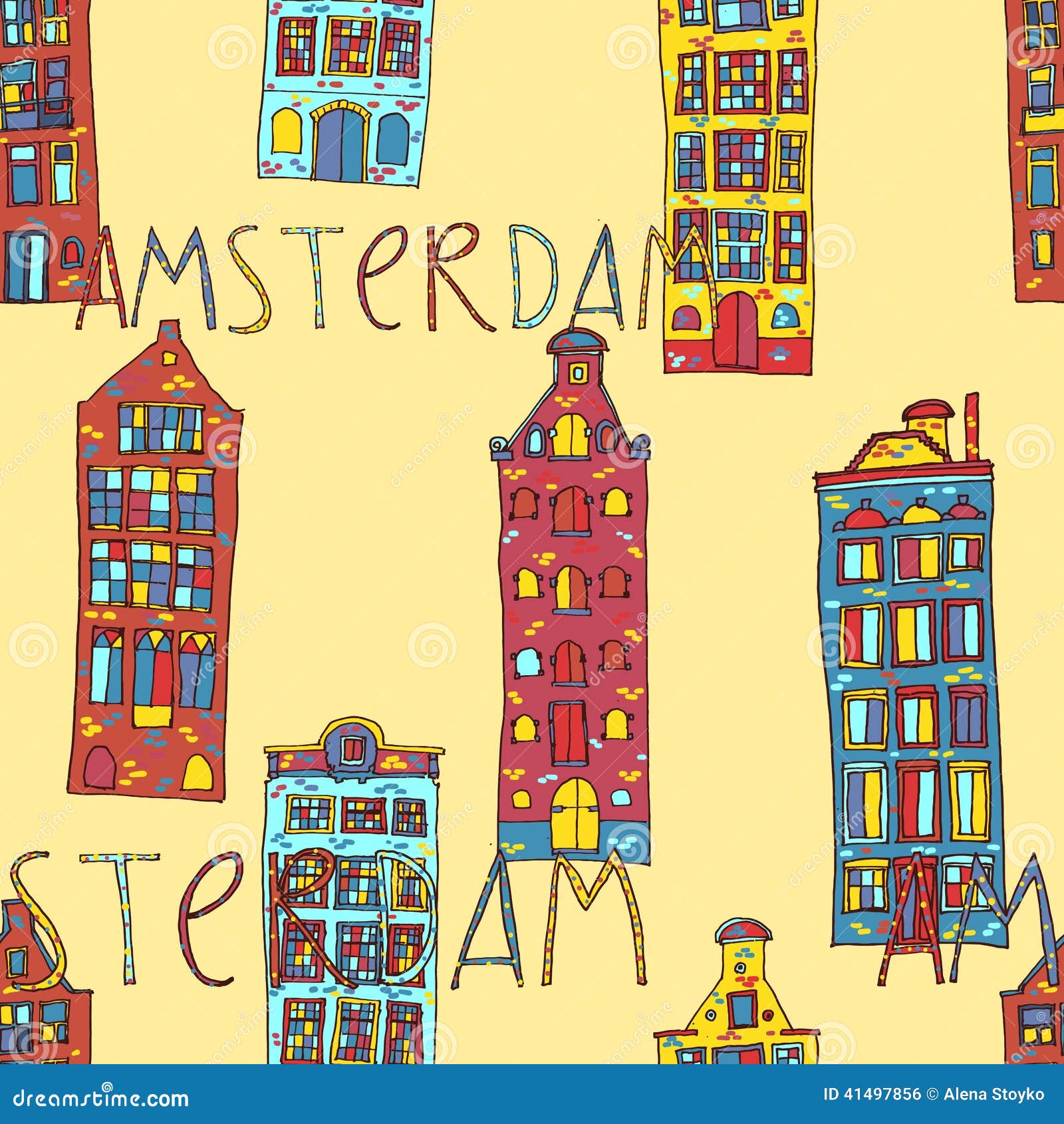 Seamless Amsterdam Holland Background Stock Vector - Illustration of ...