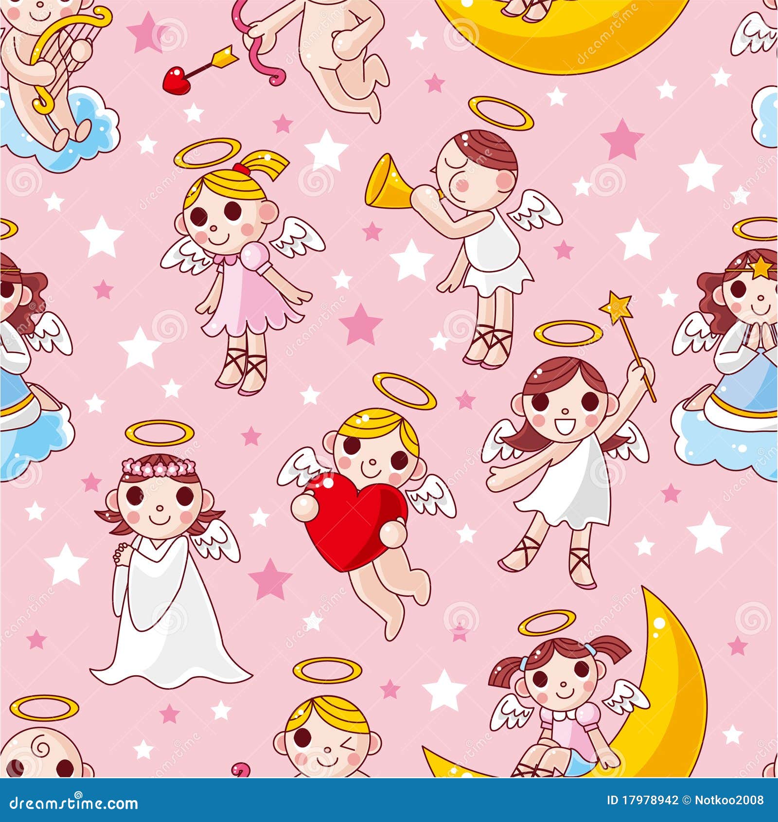 Seamless angel pattern stock vector. Illustration of aperture - 17978942