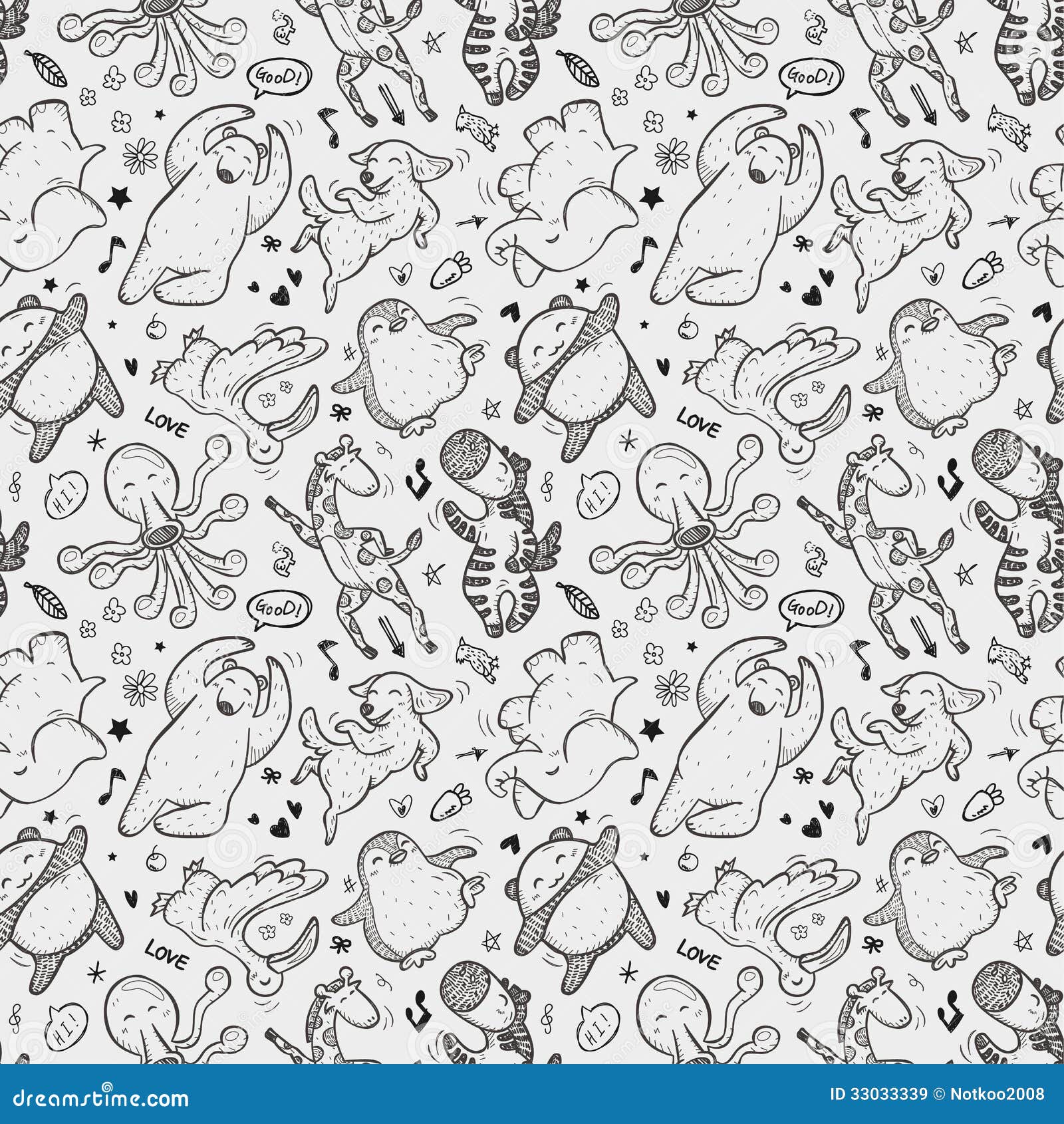 Seamless Animal Dancing Pattern Stock Illustration - Illustration of ...